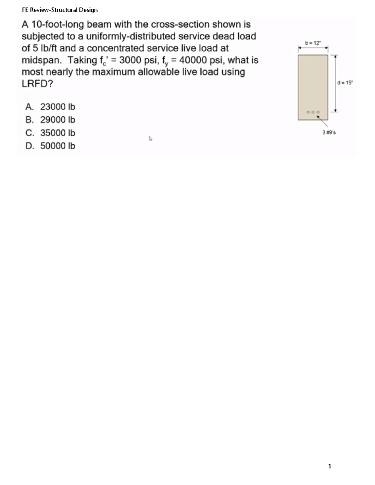FE Design Structural Design Problems: ACI Moment Capacity Analysis ...