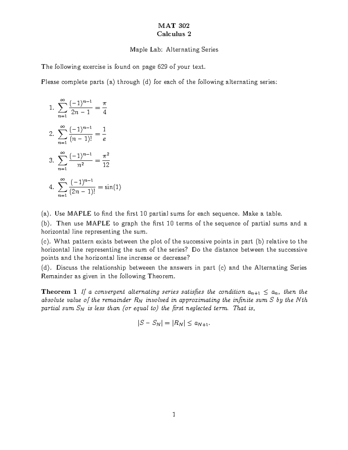 Calc2Maple Alternating Series - MAT 302 Calculus 2 Maple Lab ...