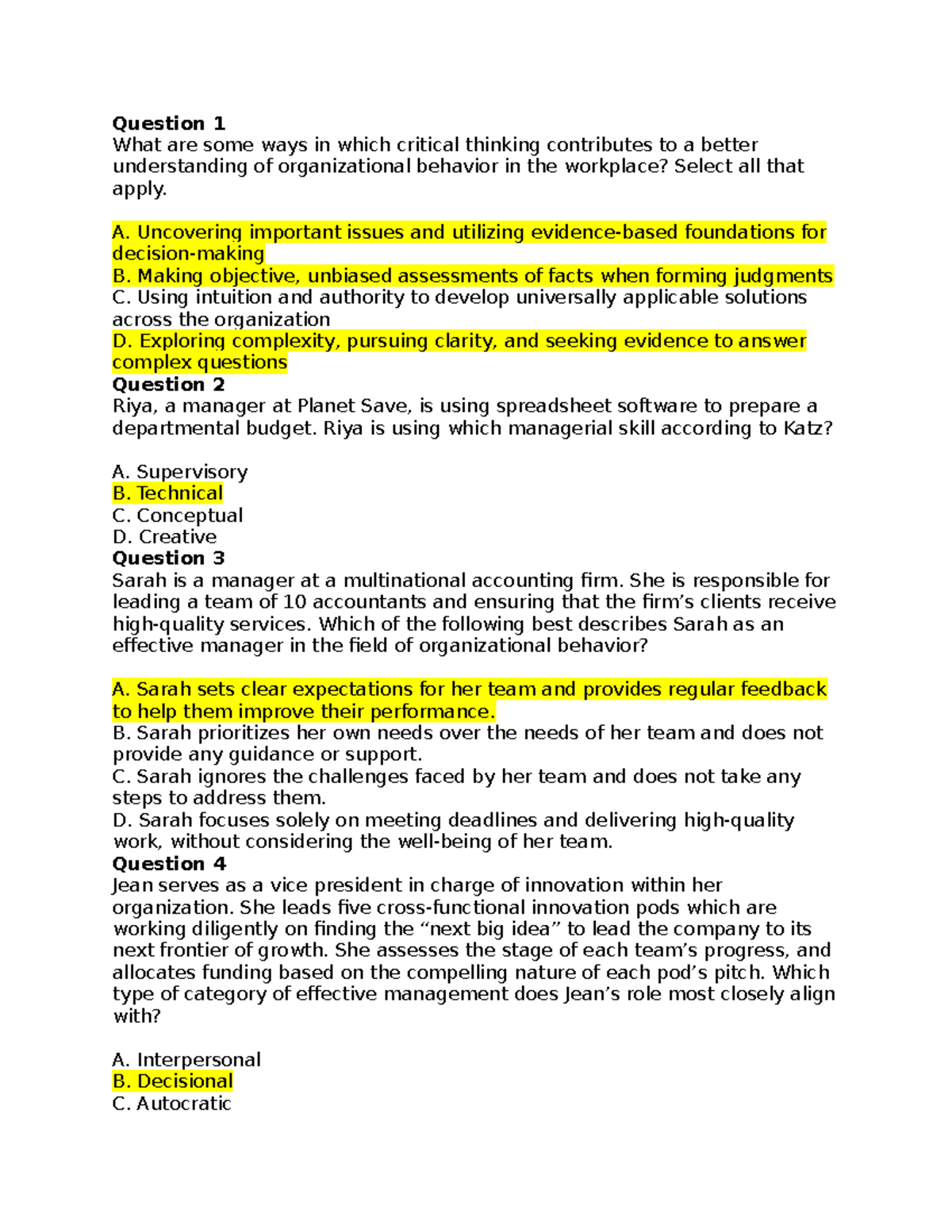 Summative Assessment Week 1: Organizational Behavior Insights - Studocu