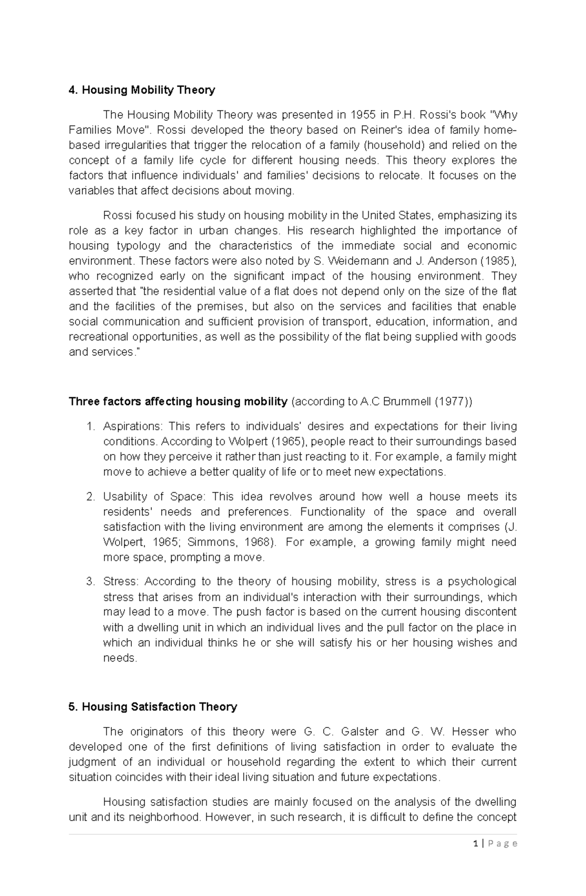 Theory of Housing Mobility: Analysis and Implications for Urban Change ...