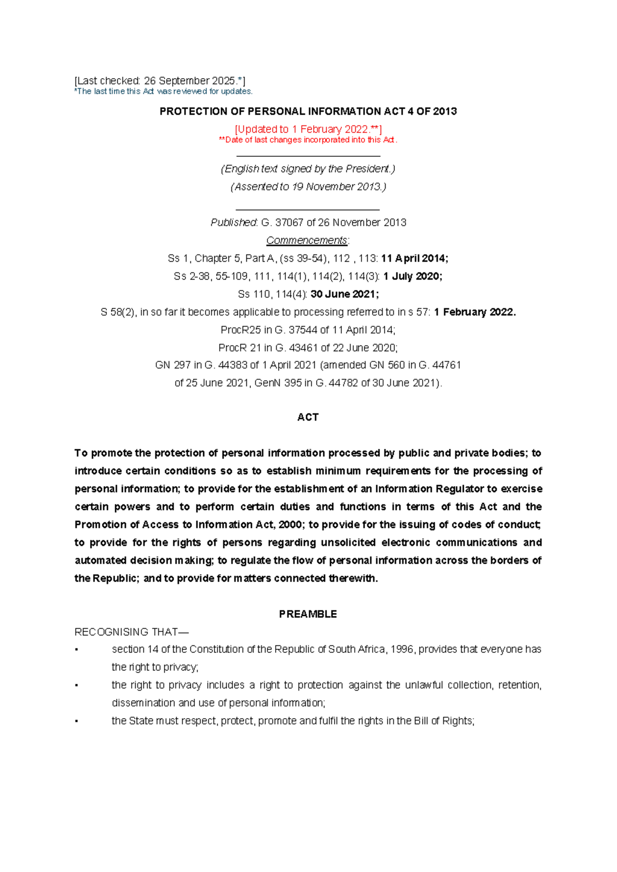 Popia Act No 4 of 2013: Overview of the Protection of Personal ...