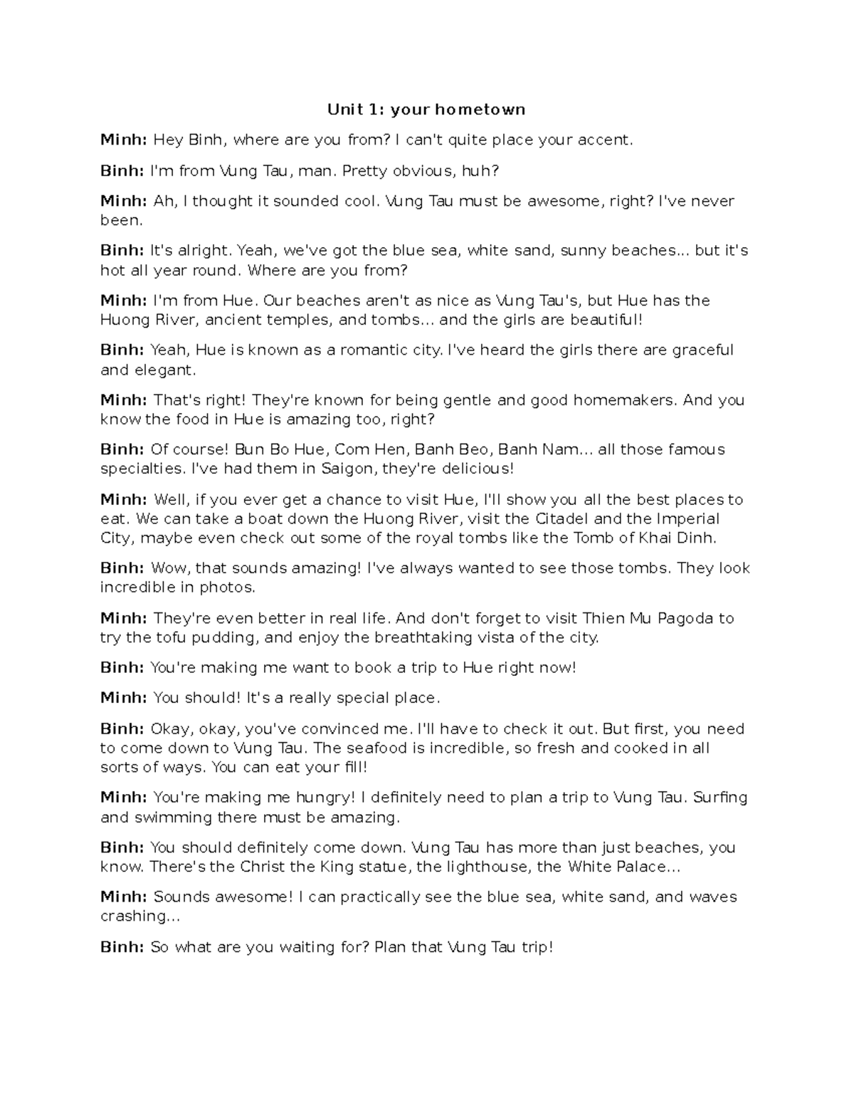 Speaking Practice: Units 1 & 4 Conversations - Studocu