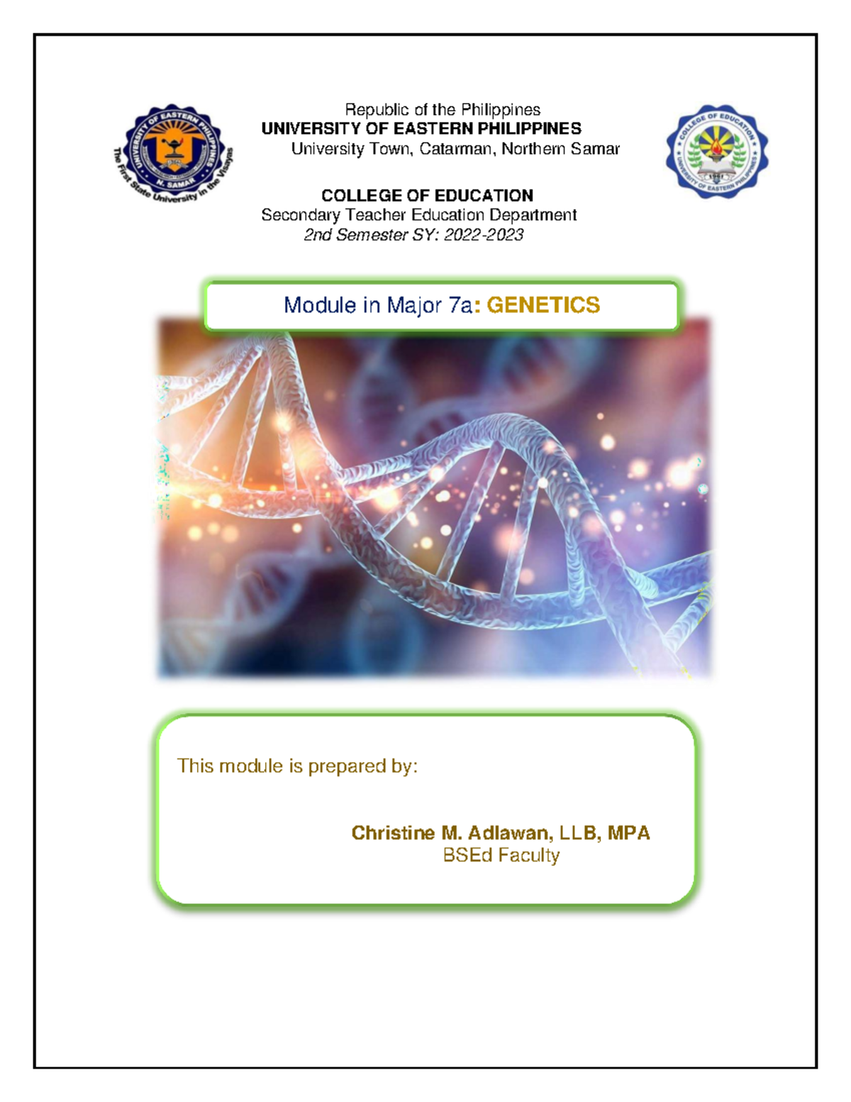 Module 2 - The Chromosomes, basis of Heredity - Module in Major 7a ...