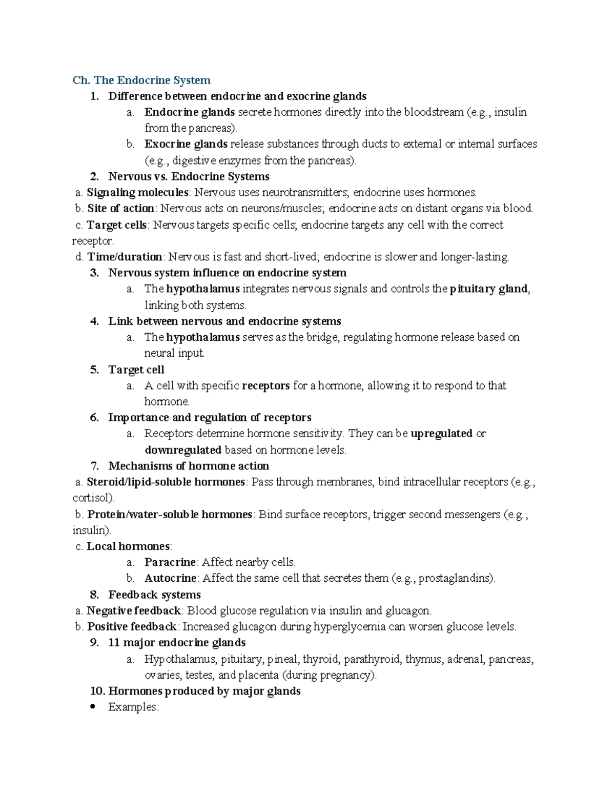 Endocrine and Blood Systems Overview: Key Concepts (Bio 101) - Studocu