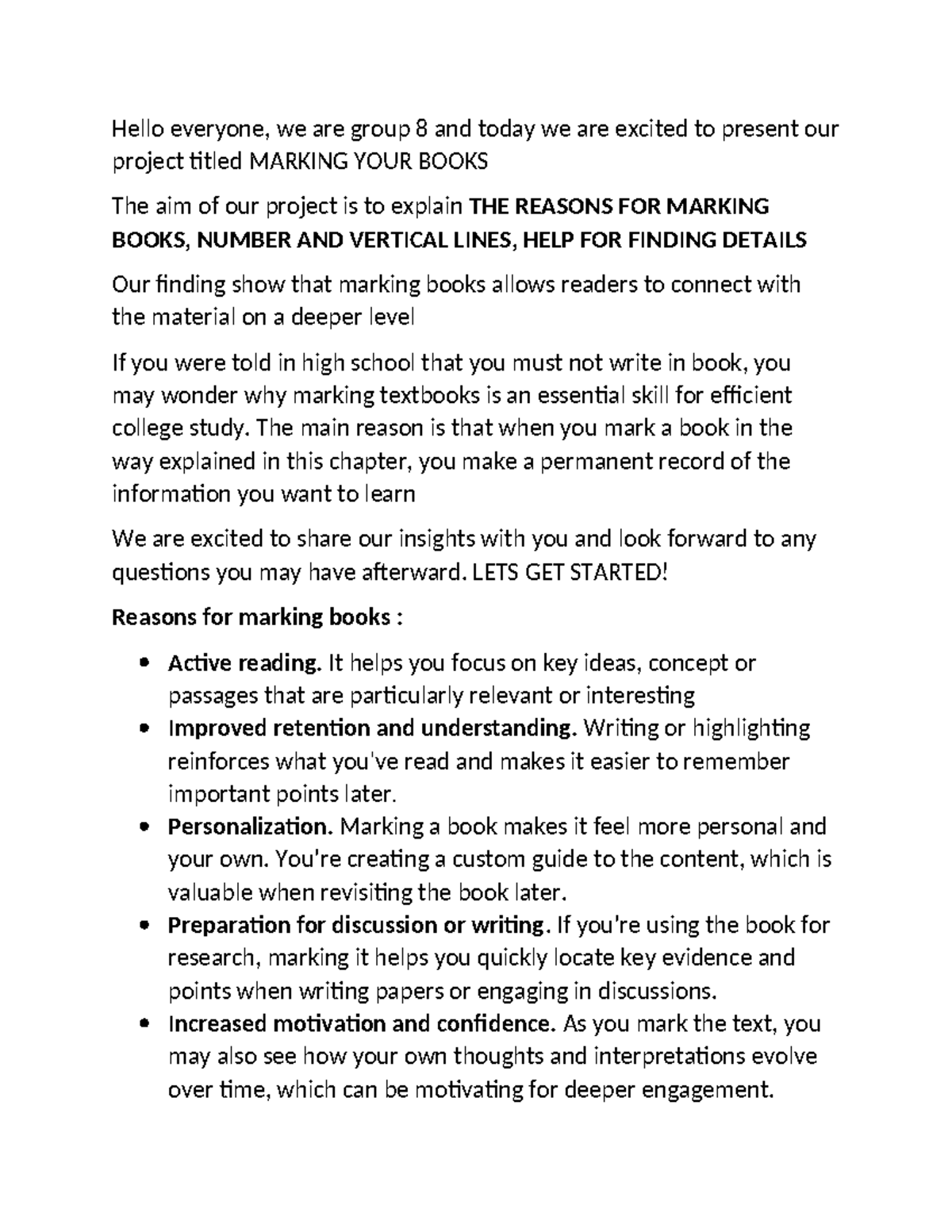 ENG 101: The Importance of Marking Books for Effective Study - Studocu