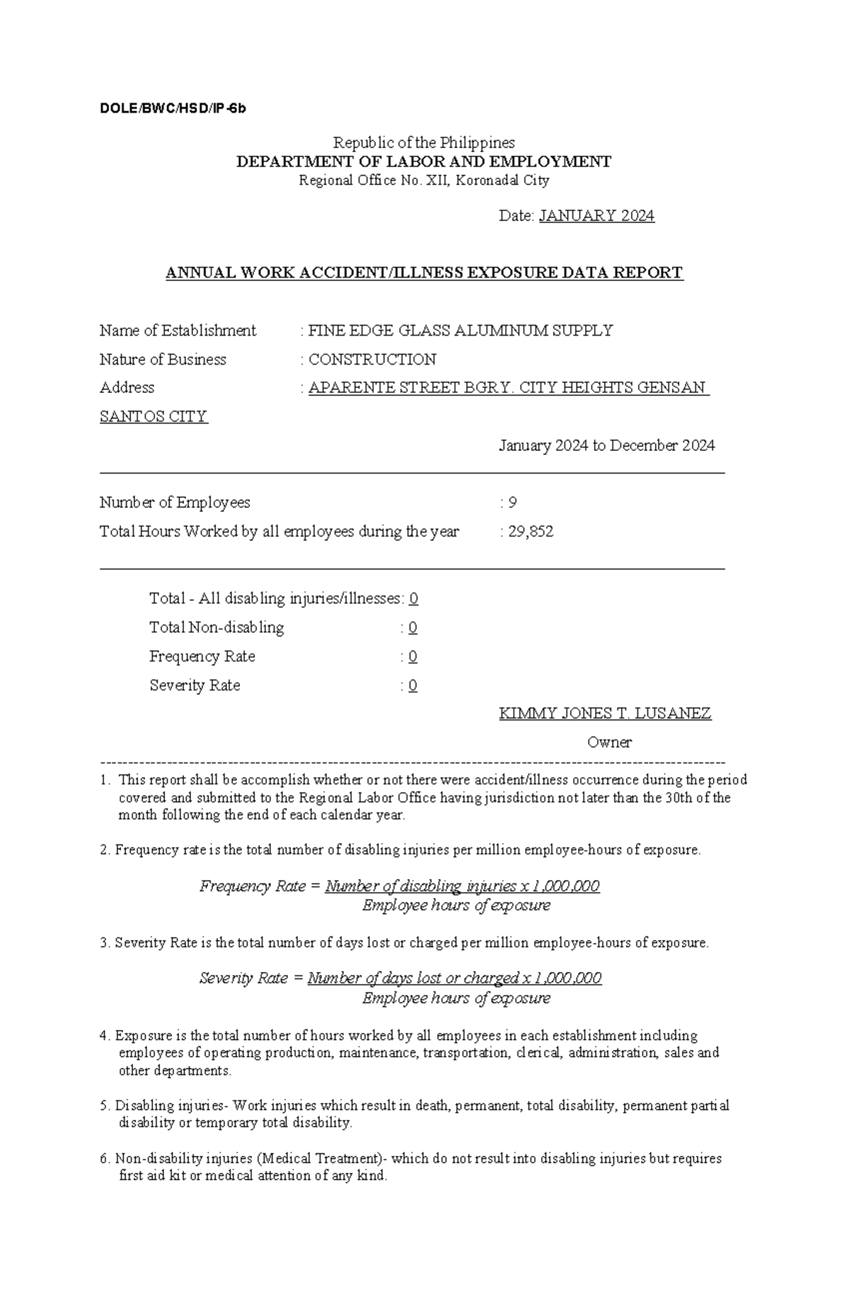 Annual Work Accident & Illness Exposure Data Report - Fegas 2024 - Studocu