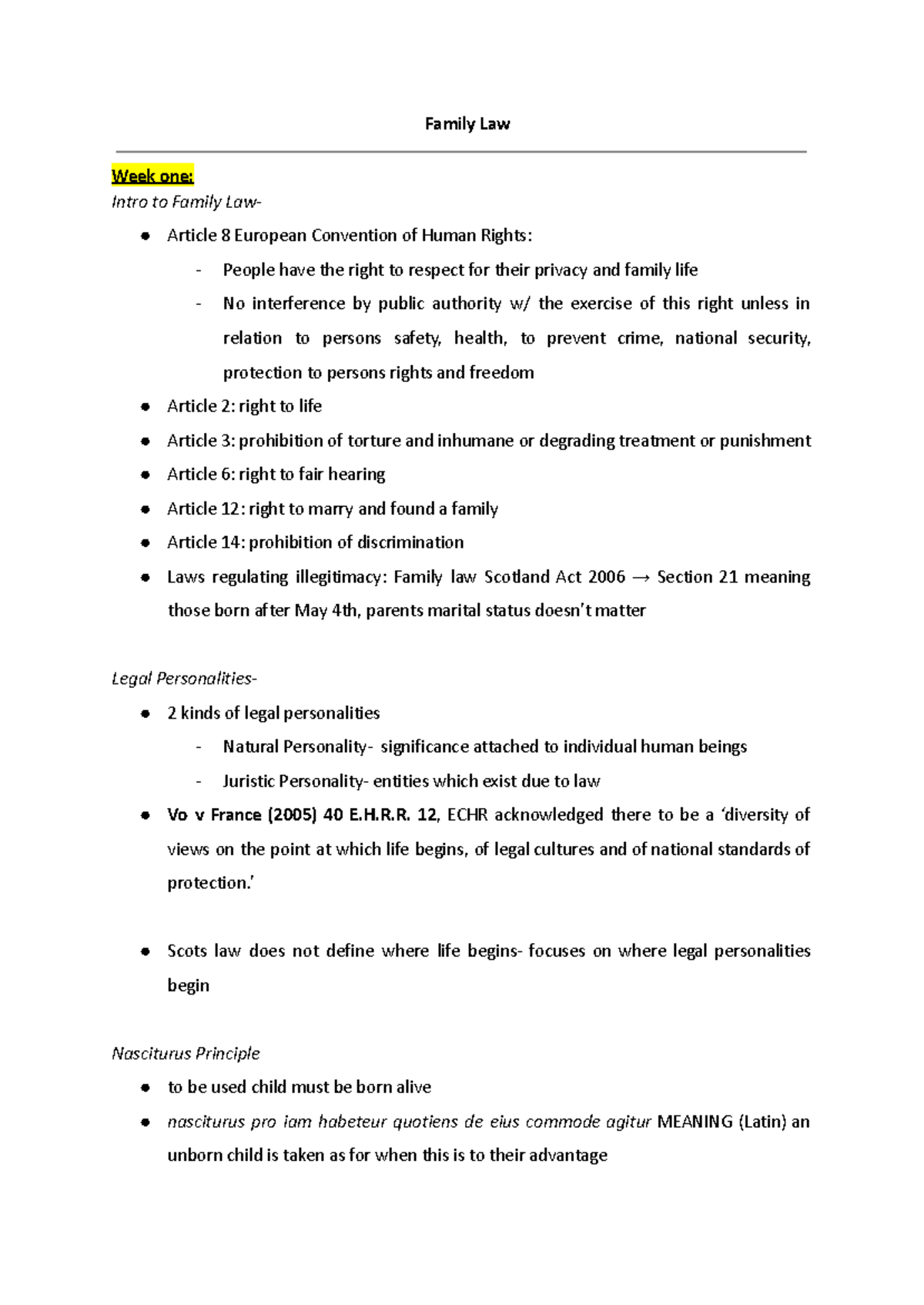 Family Law (LA1001): Week 1-4 Overview & Key Concepts - Studocu