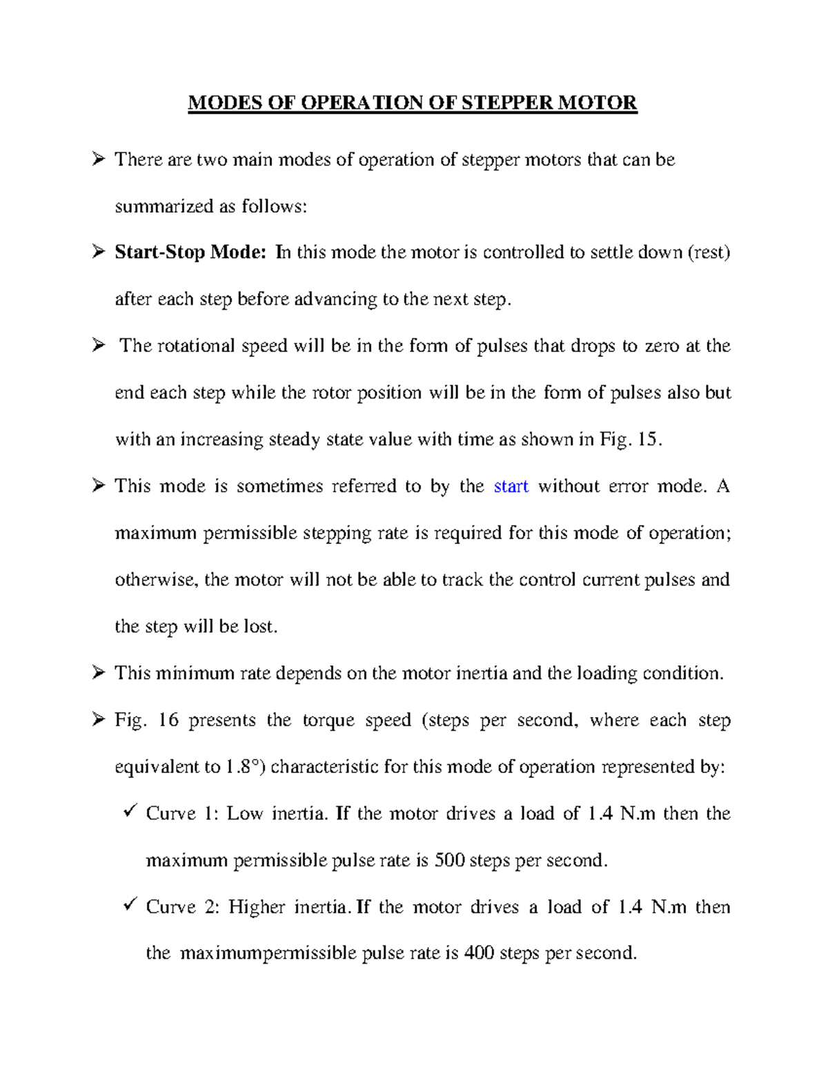 Modes OF Operation OF Stepper Motor - MODES OF OPERATION OF STEPPER ...