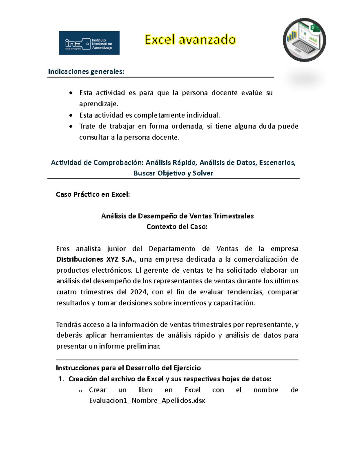 Actividad de Evaluación 01: Análisis de Ventas Trimestrales en Excel ...