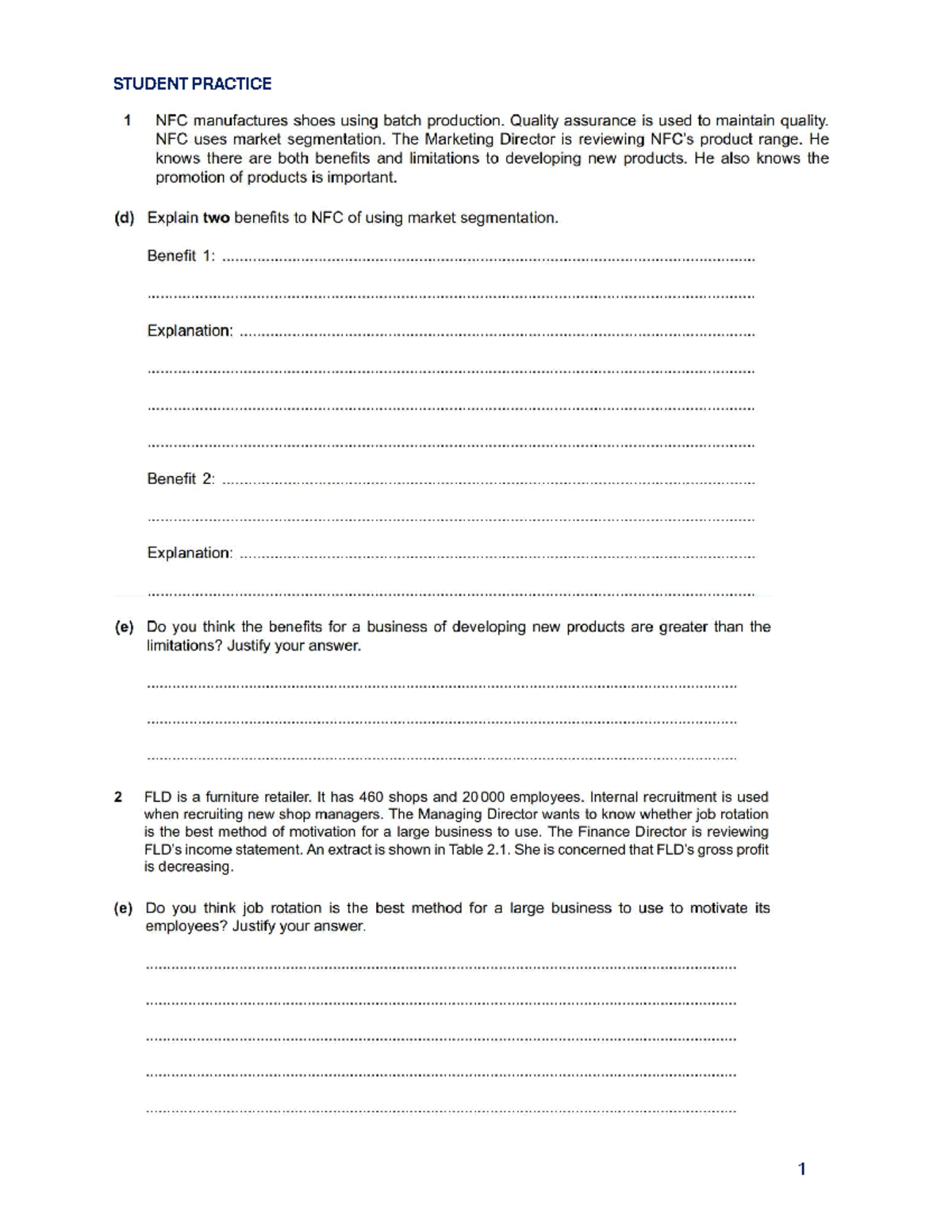 Grade 9 IGCSE Business Studies Lesson Plan 13.04: Sustainable Attire ...