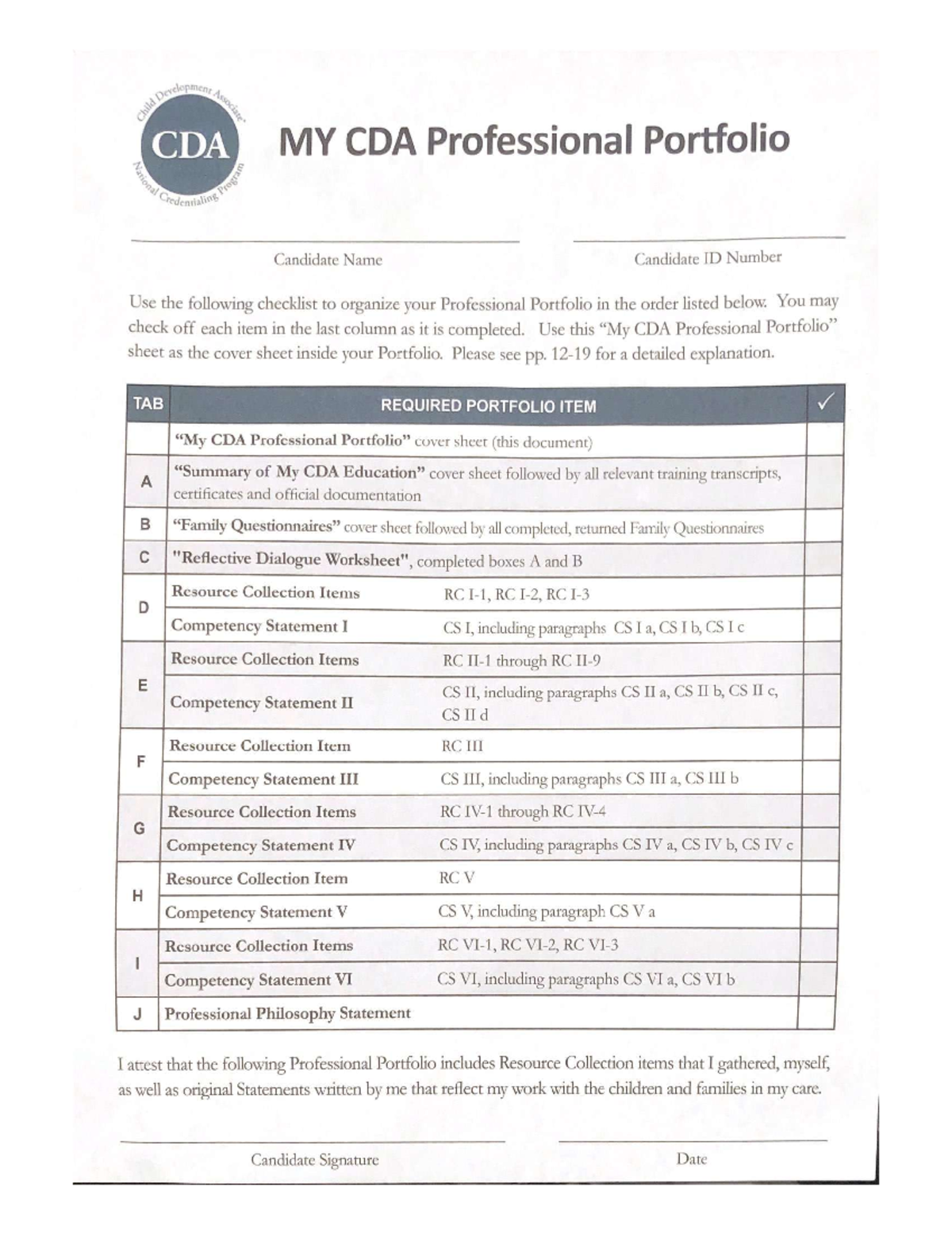 CDA MY CDA Professional Portfolio Checklist and Reflection Guide - Studocu