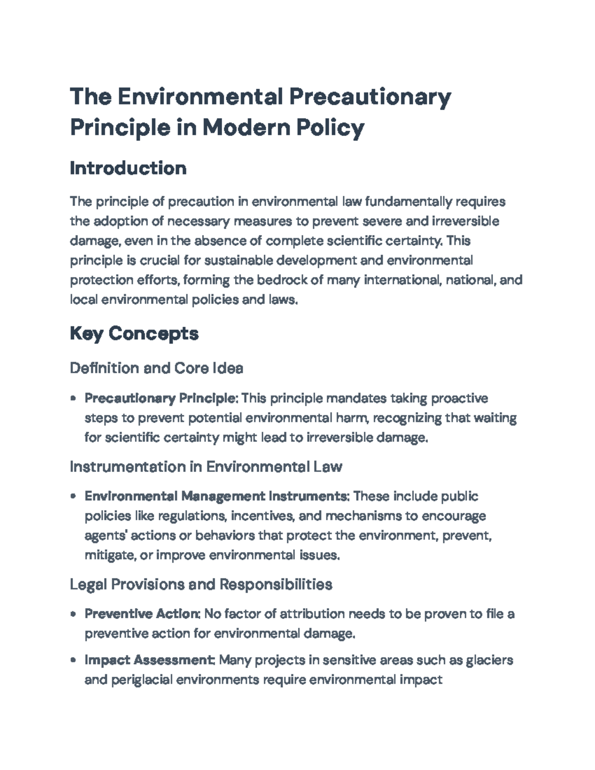 The Precautionary Principle in Environmental Law: A Comprehensive ...