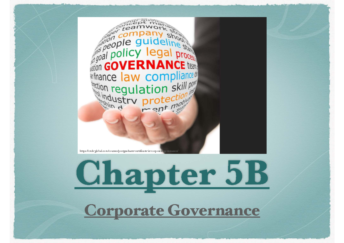 Gr12 Ch5B Corporate Governance - Principles & Framework Analysis - Chapter 5B Corporate ...