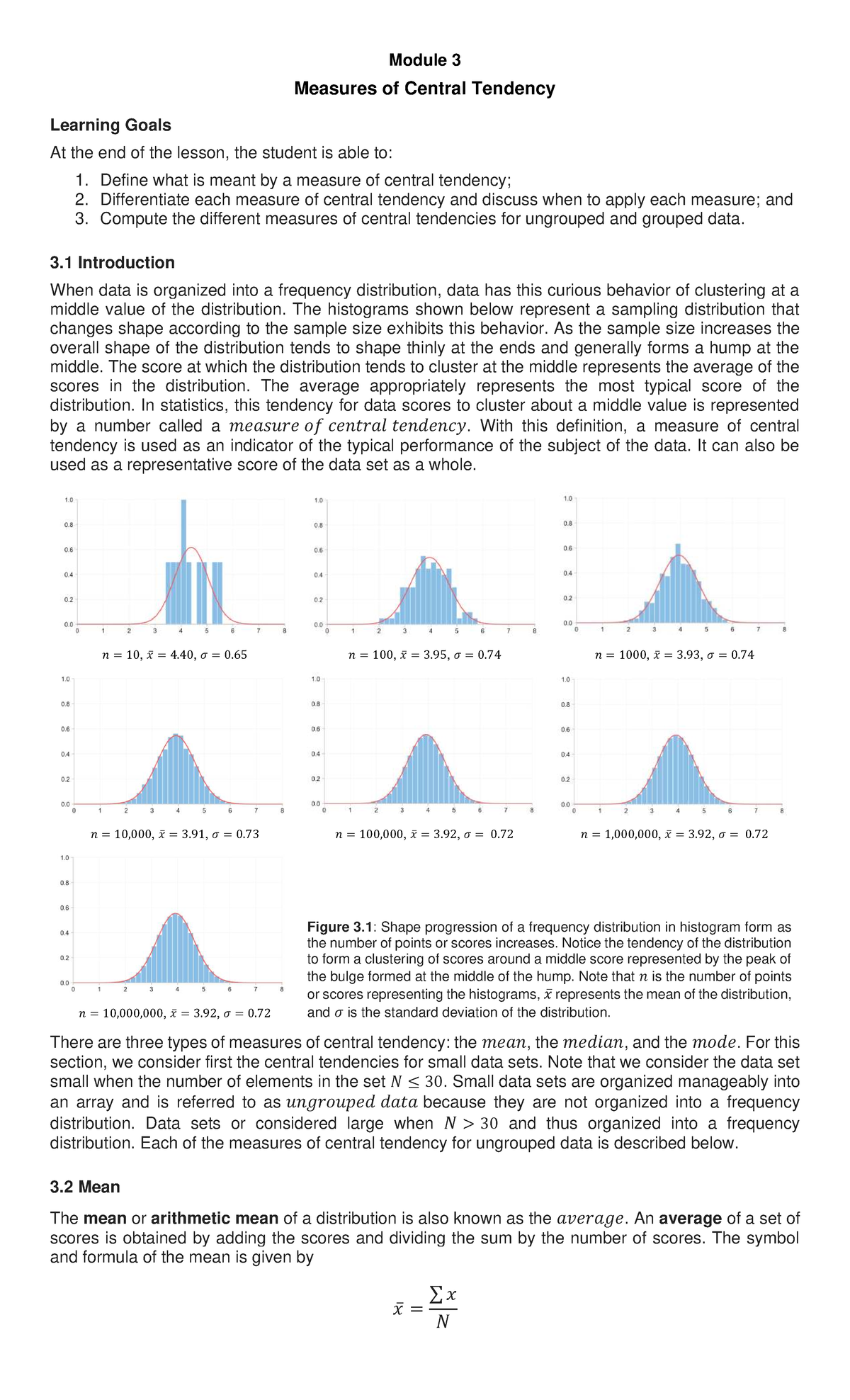 Module 3: Understanding Measures of Central Tendency - Studocu