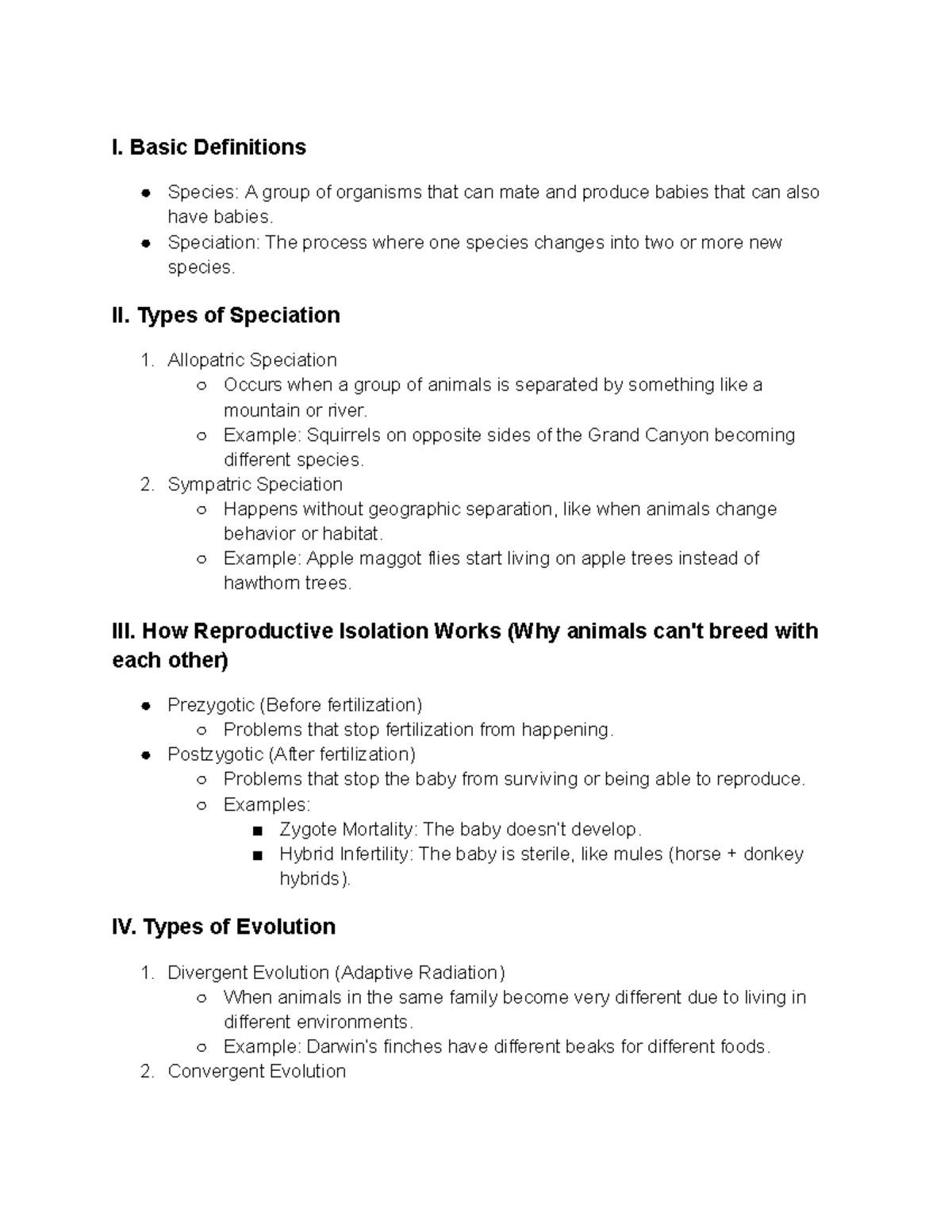 Biology 101: Simplified Speciation Notes and Definitions - Studocu