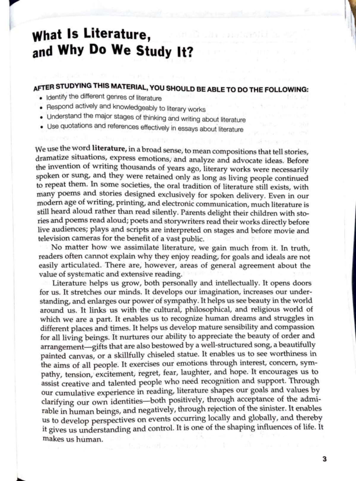 What Is Literature and Why We Study It: A Comprehensive Overview - Studocu