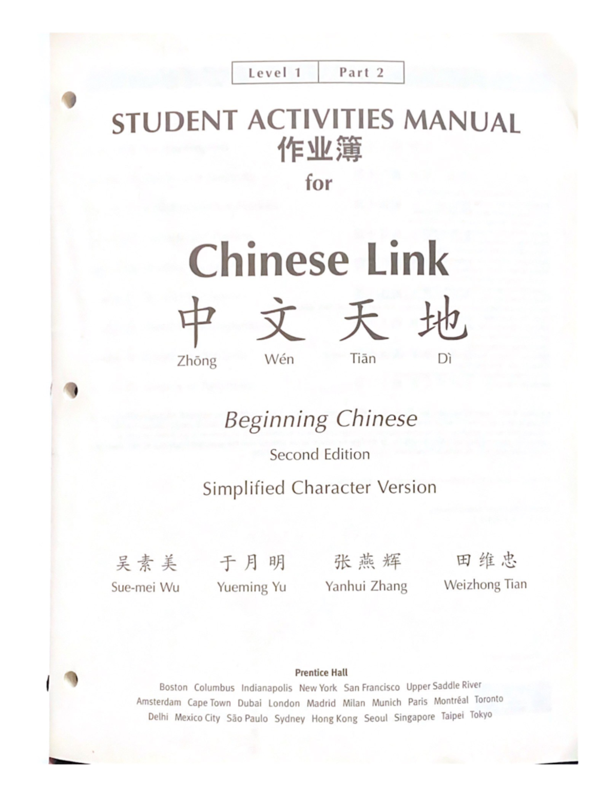 Chinese Link Level 1 Part 2 Student Activities Manual II - Studocu