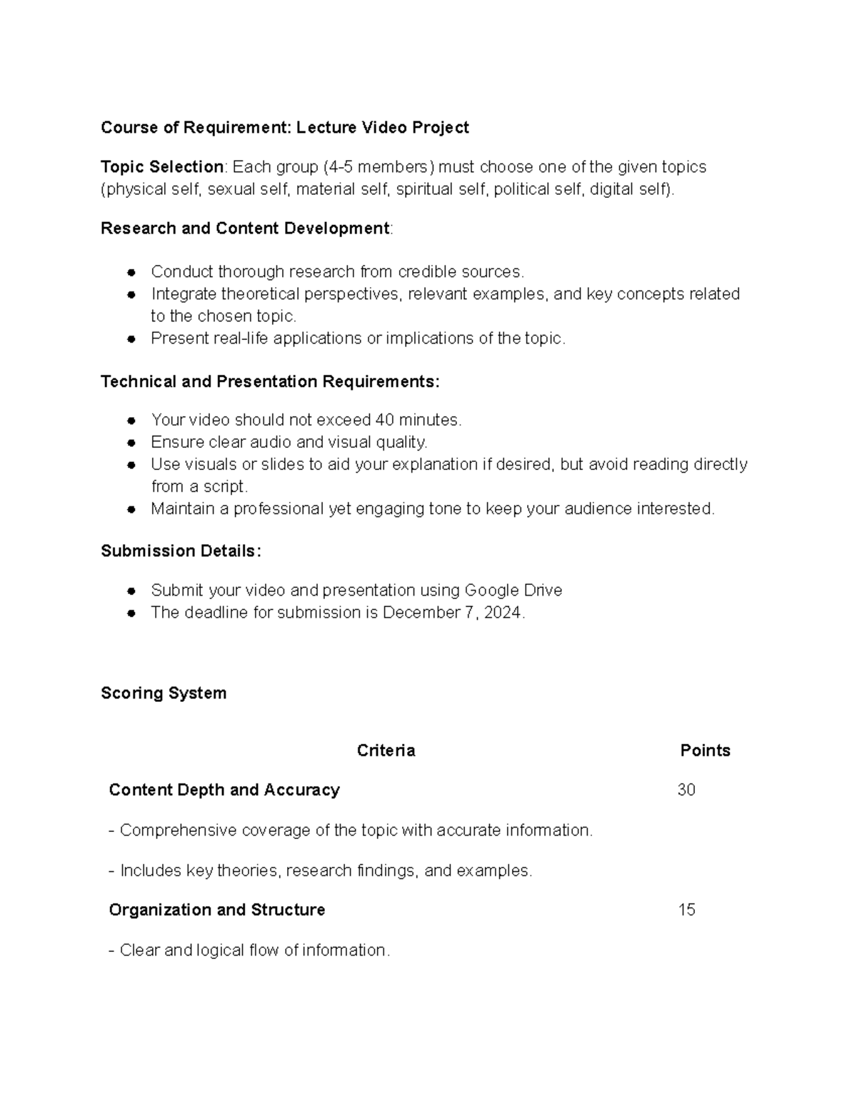 UTS-Course-Requirement - Course of Requirement: Lecture Video Project ...
