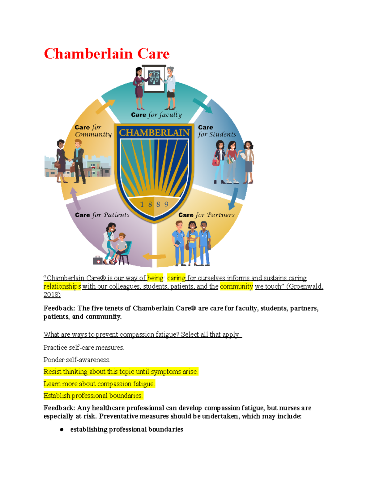 Chamberlain Care® Strategies for Preventing Compassion Fatigue in ...