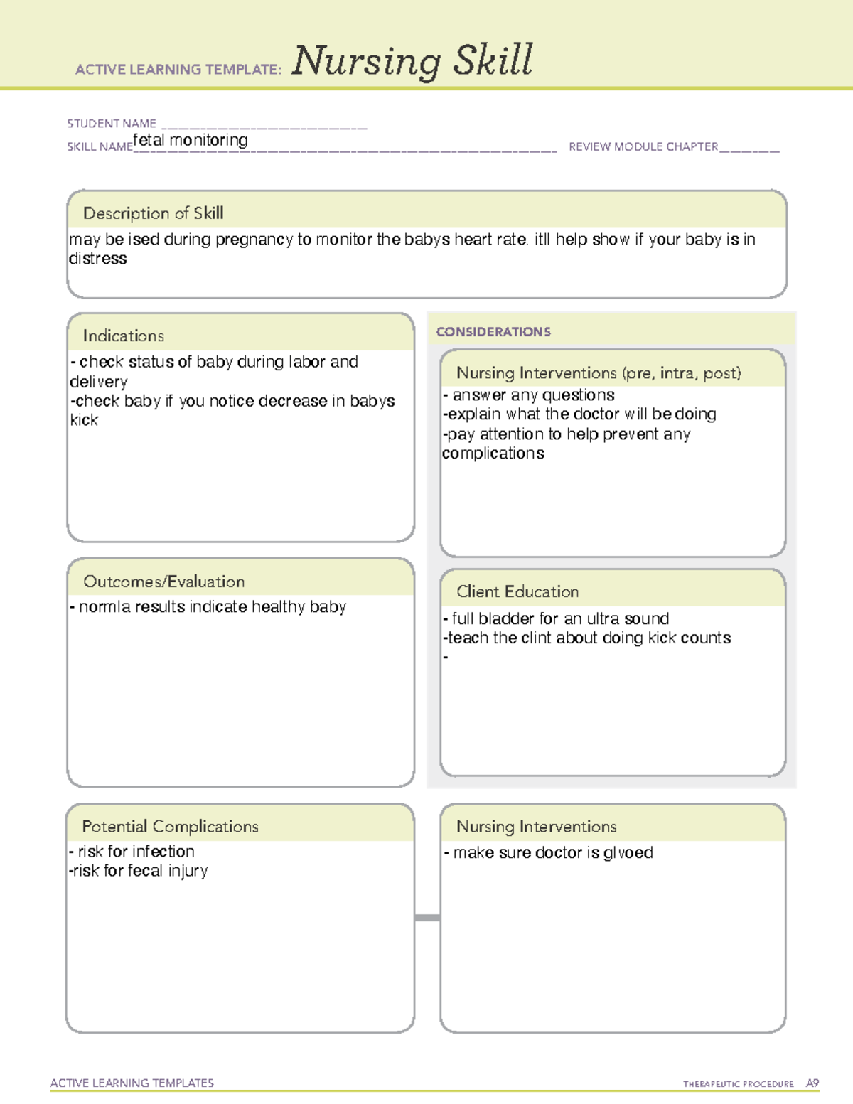 Active Learning Template Nursing Skill form - ACTIVE LEARNING TEMPLATES ...