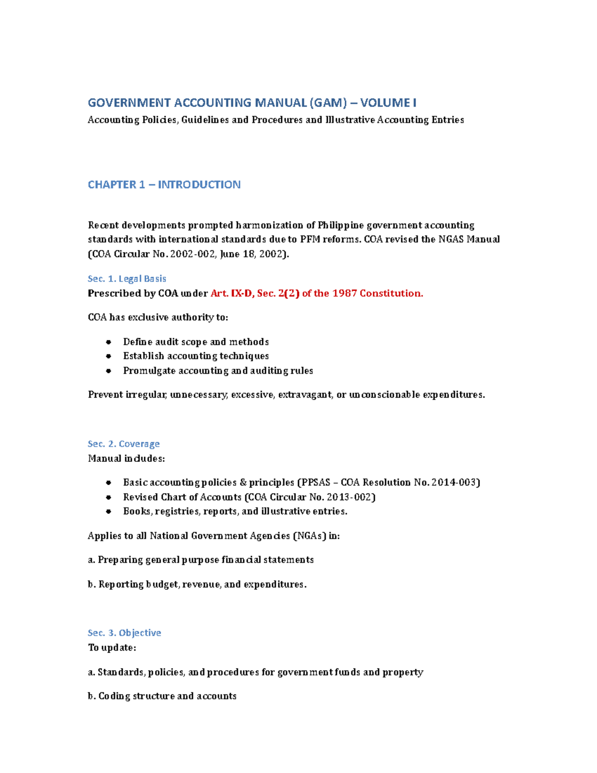 GAM Ch1-4 Reviewer: Government Accounting Policies & Procedures - Studocu