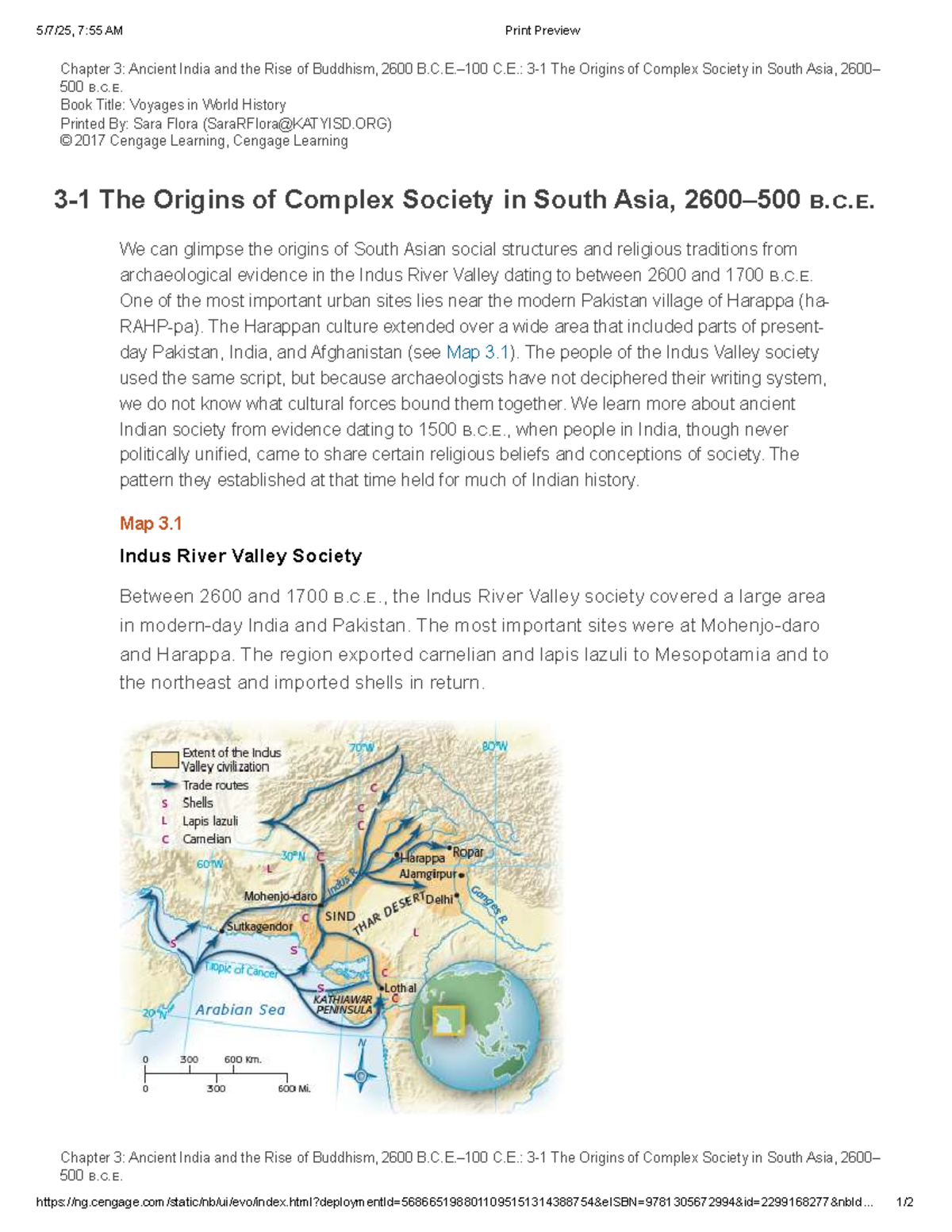Chapter 3: Ancient India and the Rise of Buddhism, 2600 B.C.E.–100 C.E ...
