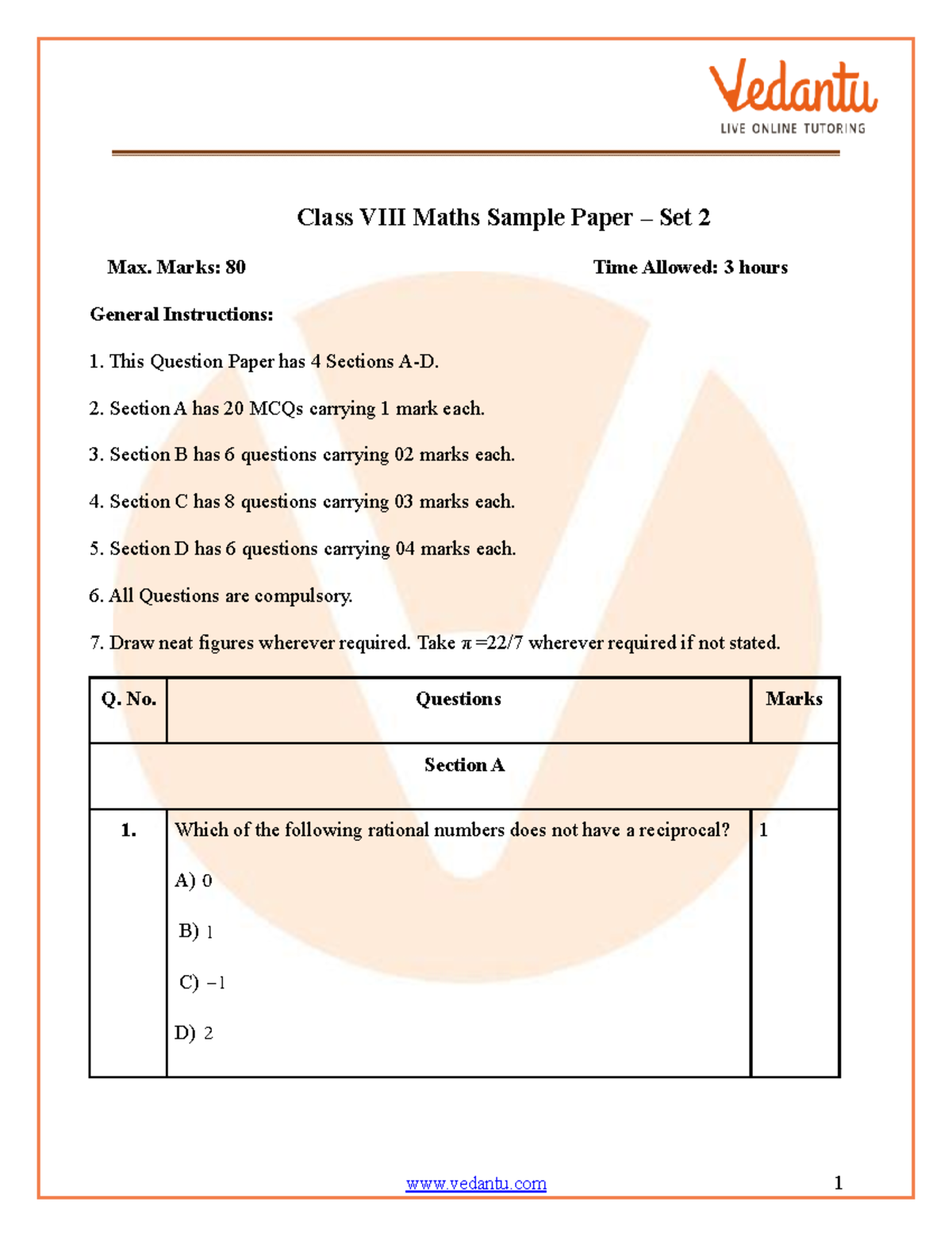 CBSE Class 8 Maths Sample Paper Set 2 - 2025-26 Edition - Studocu