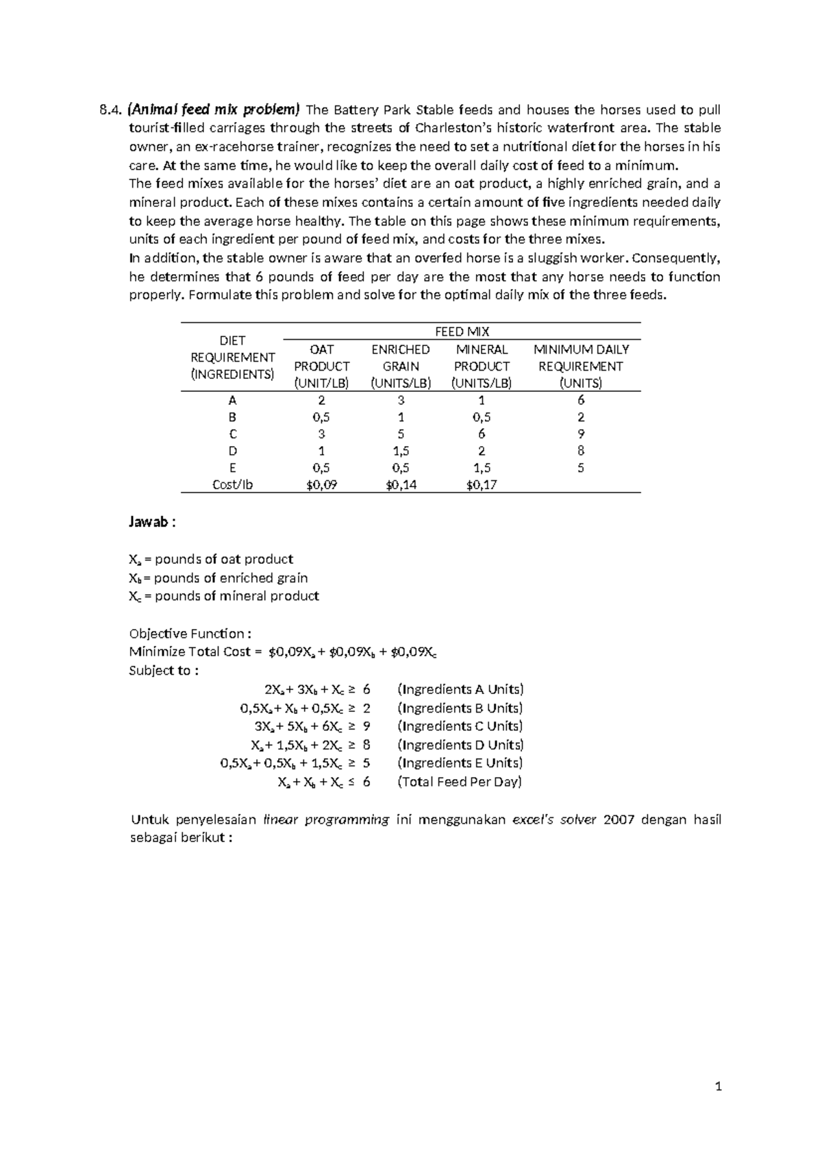 Linear Programming Applications (LP-Case Study) - Studocu