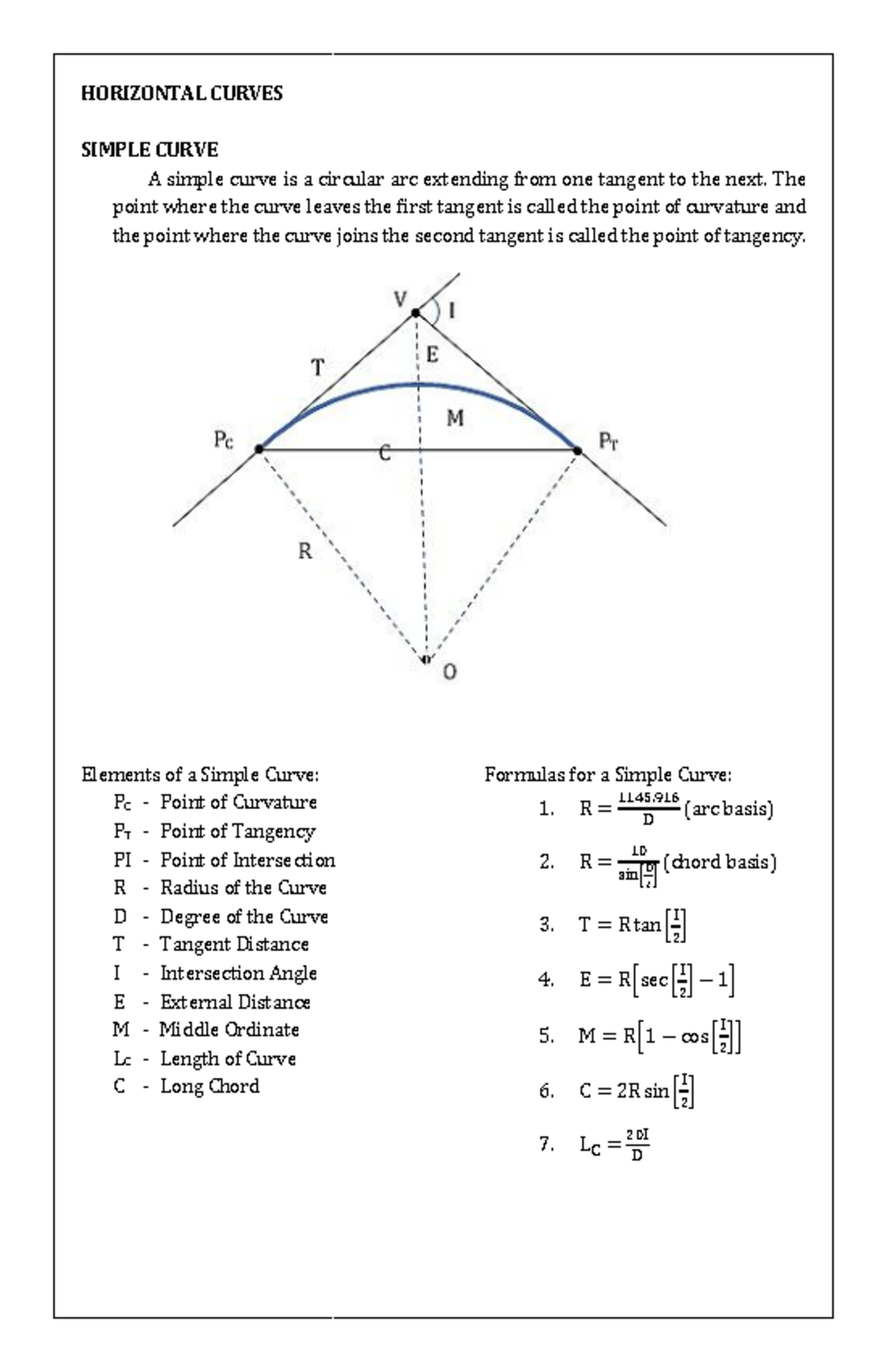 PCE2 Horizontal Curves Problem Set 1: Simple & Compound Curve Analysis ...