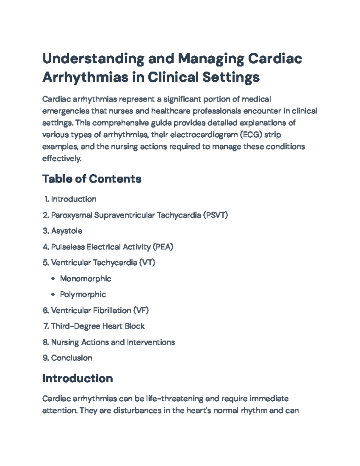 Comprehensive Guide to Cardiac Arrhythmias: Nursing Management ...