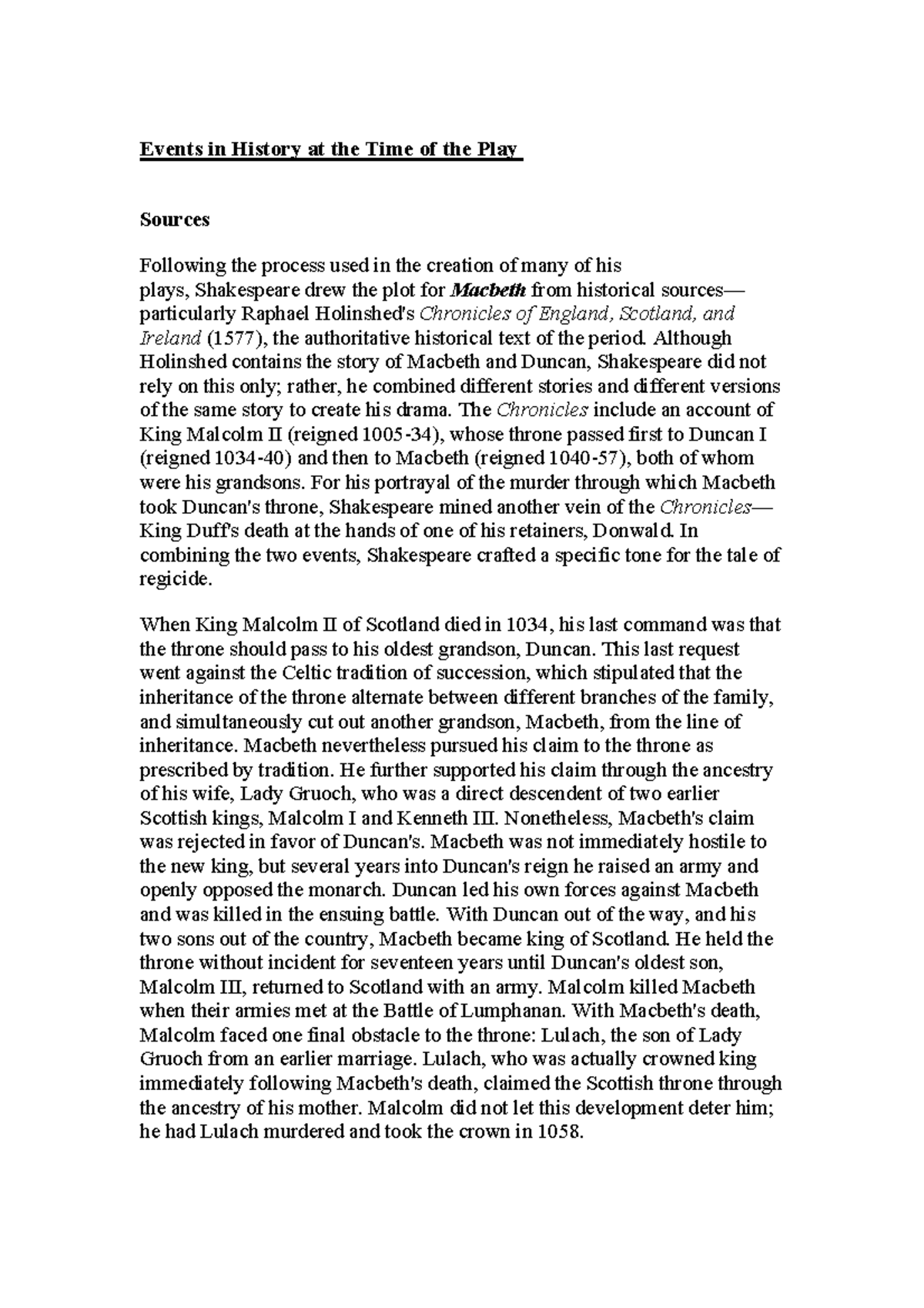 Historical Context of Macbeth: Events Influencing Shakespeare's Play ...