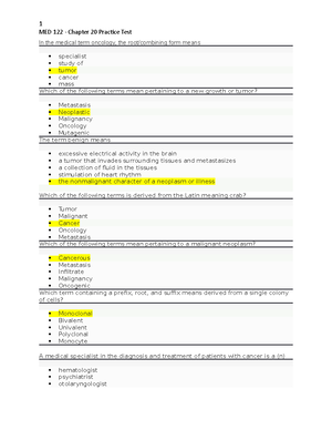 MED 122 Practice Tests - Medical Terminology 2 – Practice Tests Chapter ...