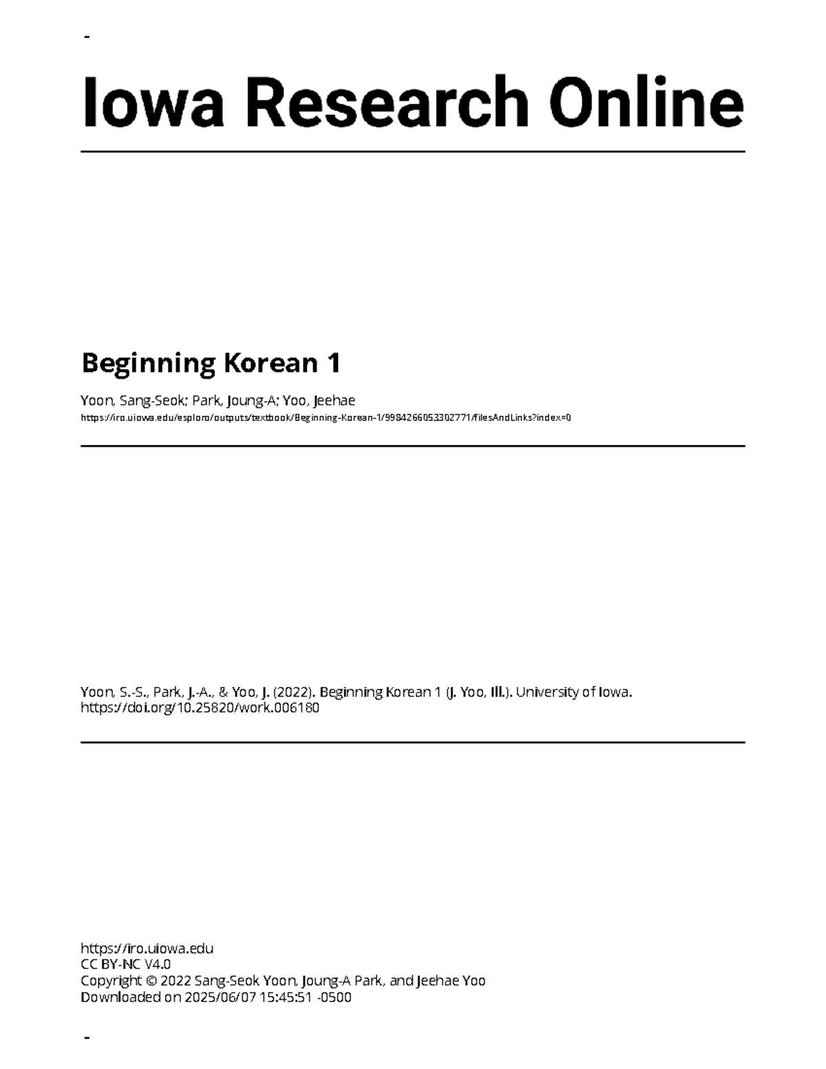 Beginning Korean 1: Essential Guide for Novice Learners - Studocu