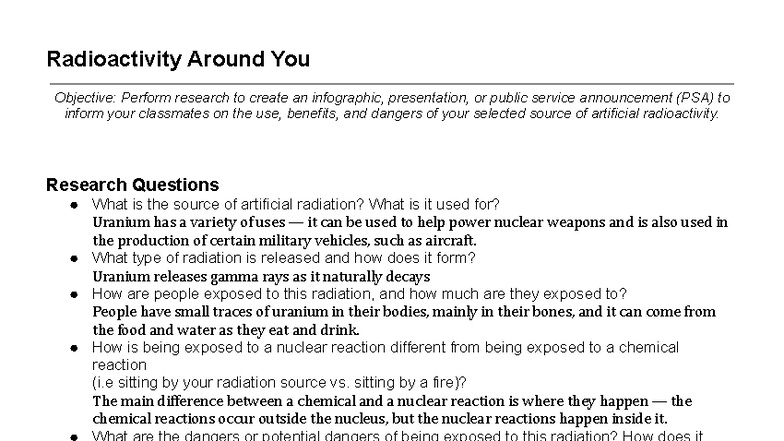 6.06 - Understanding Artificial Radioactivity: Uses & Risks - Studocu