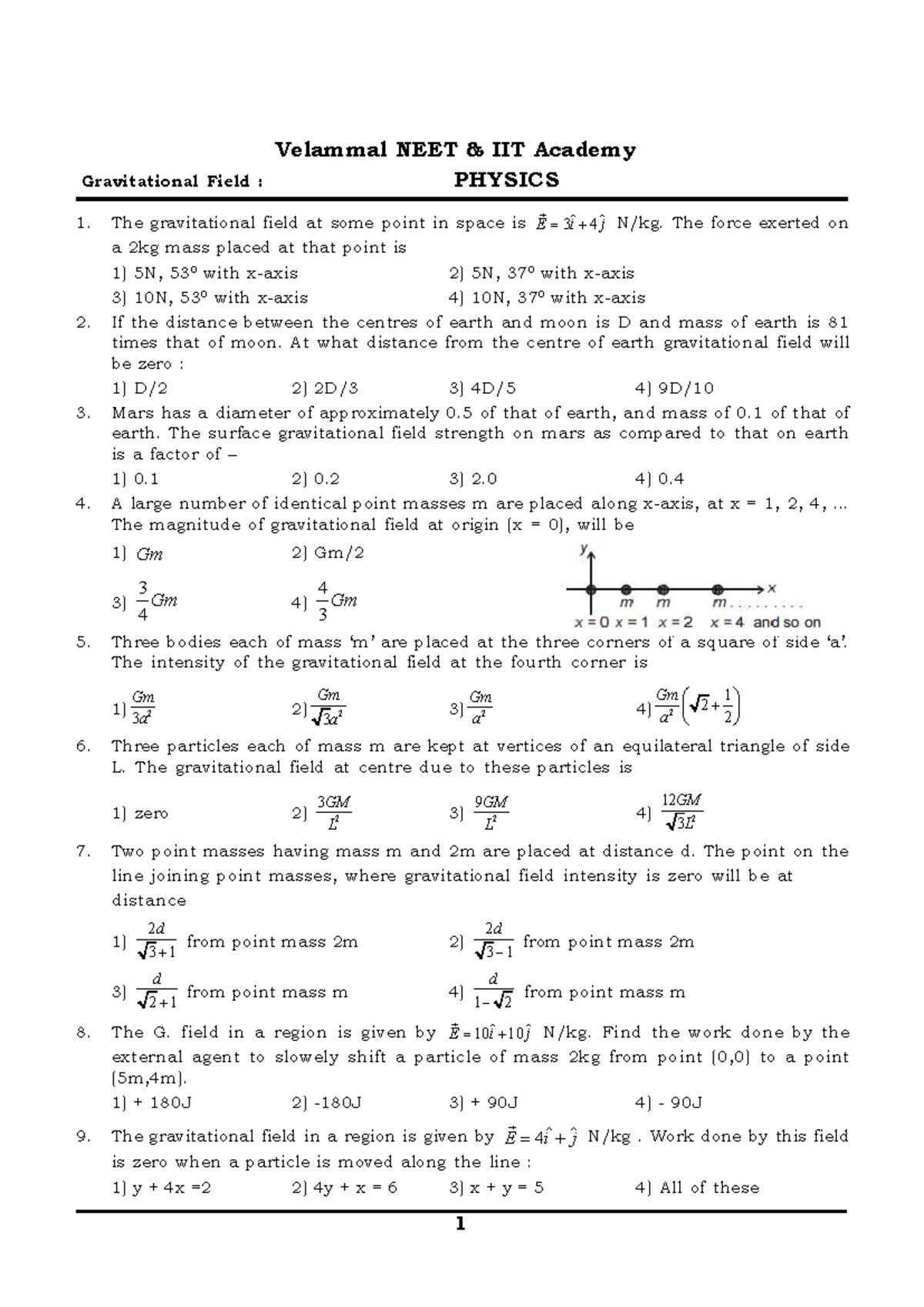 Gravitational field assignment: PHYSICS 03 GField - Studocu