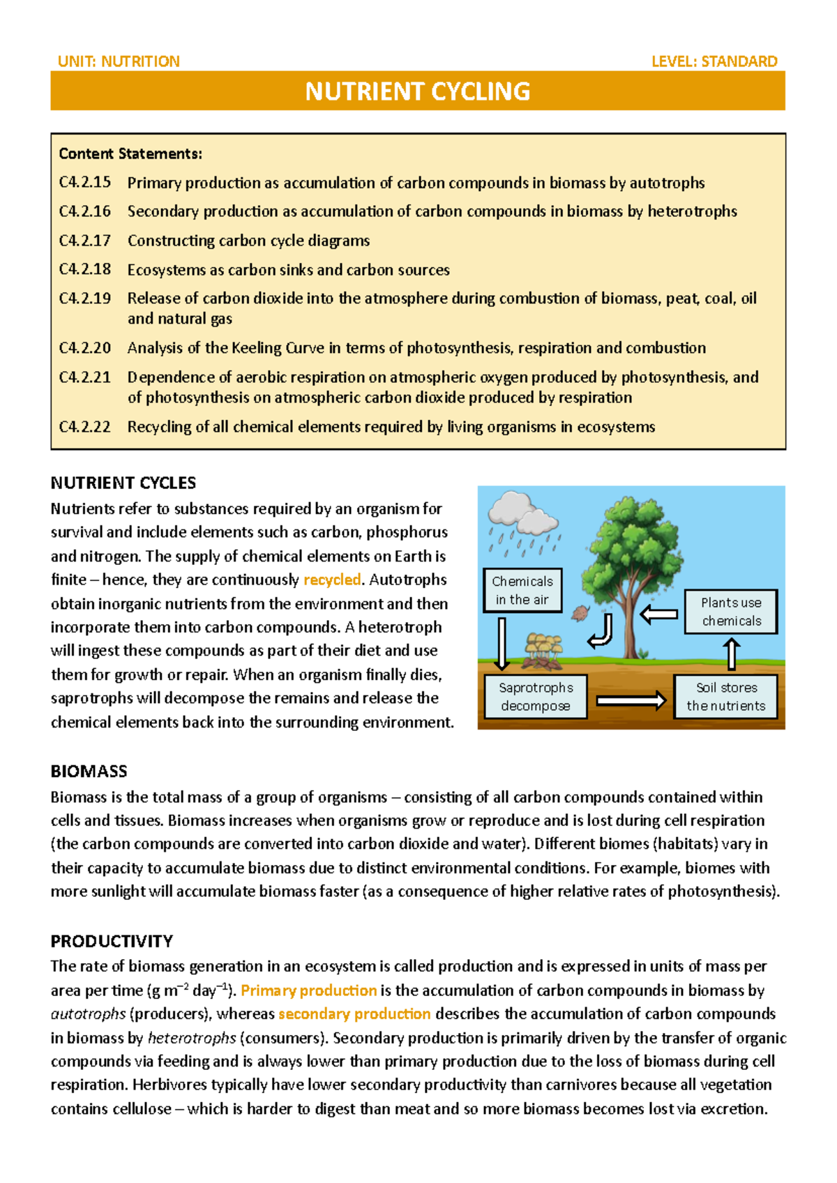 Understanding Carbon Fluxes and Nutrient Cycling in Ecosystems (C4.2 ...
