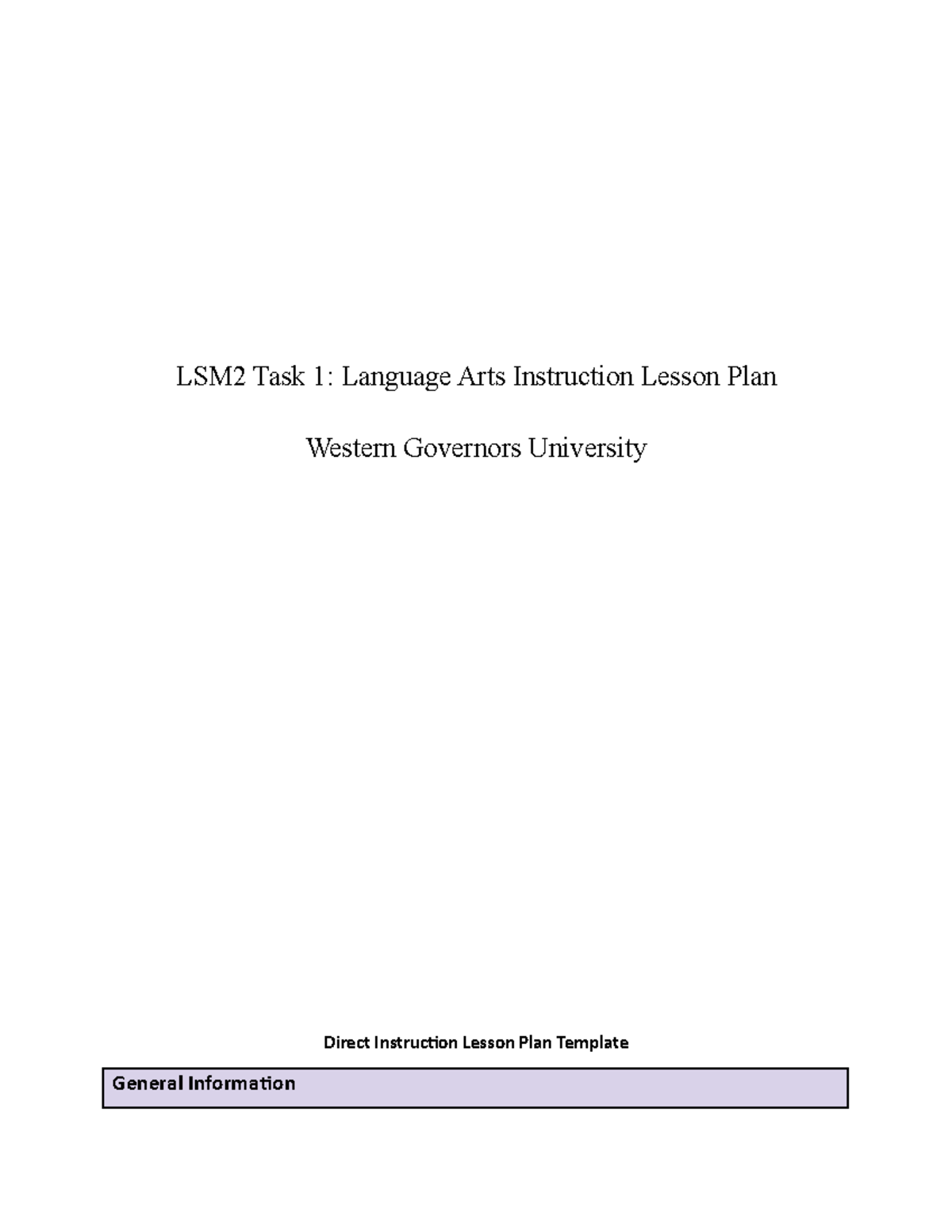 Language Arts Instruction and Intervention Task 1 - LSM2 Task 1 ...