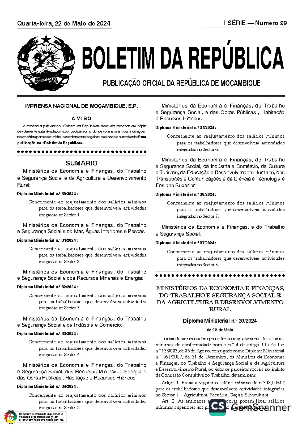 BR 99 I Serie 2024 240523 185905 - BOLETIM DA REPÚBLICA PUBLICAÇÃO ...