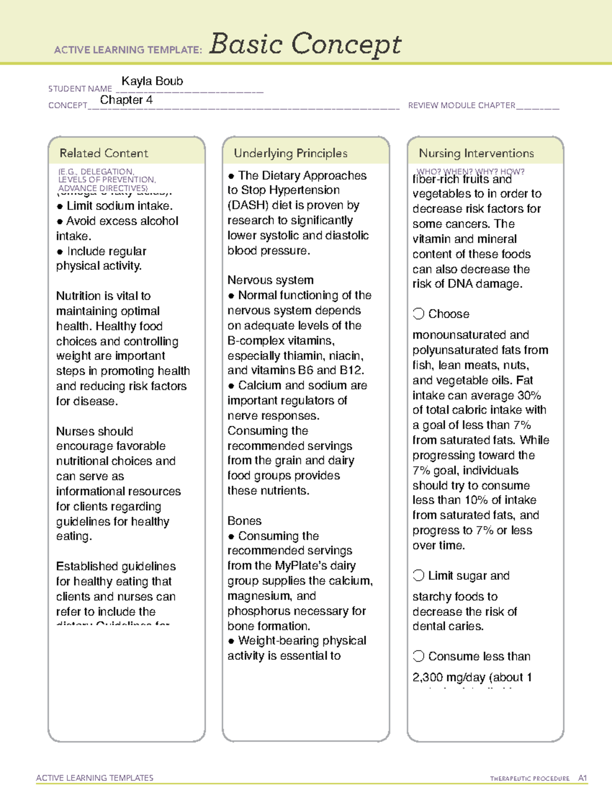 Active Learning Template: Therapeutic Procedure A - Chapter 4 - Studocu
