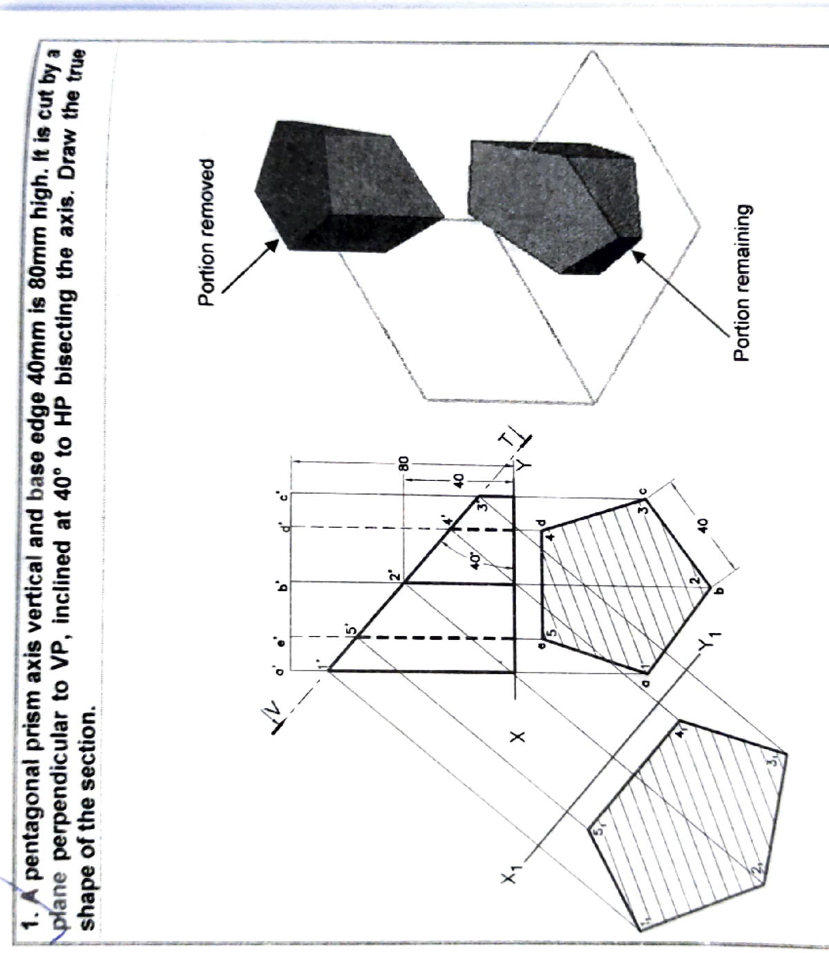 Section of Solids Final Exam - Detailed Drawings and Shape Analysis ...