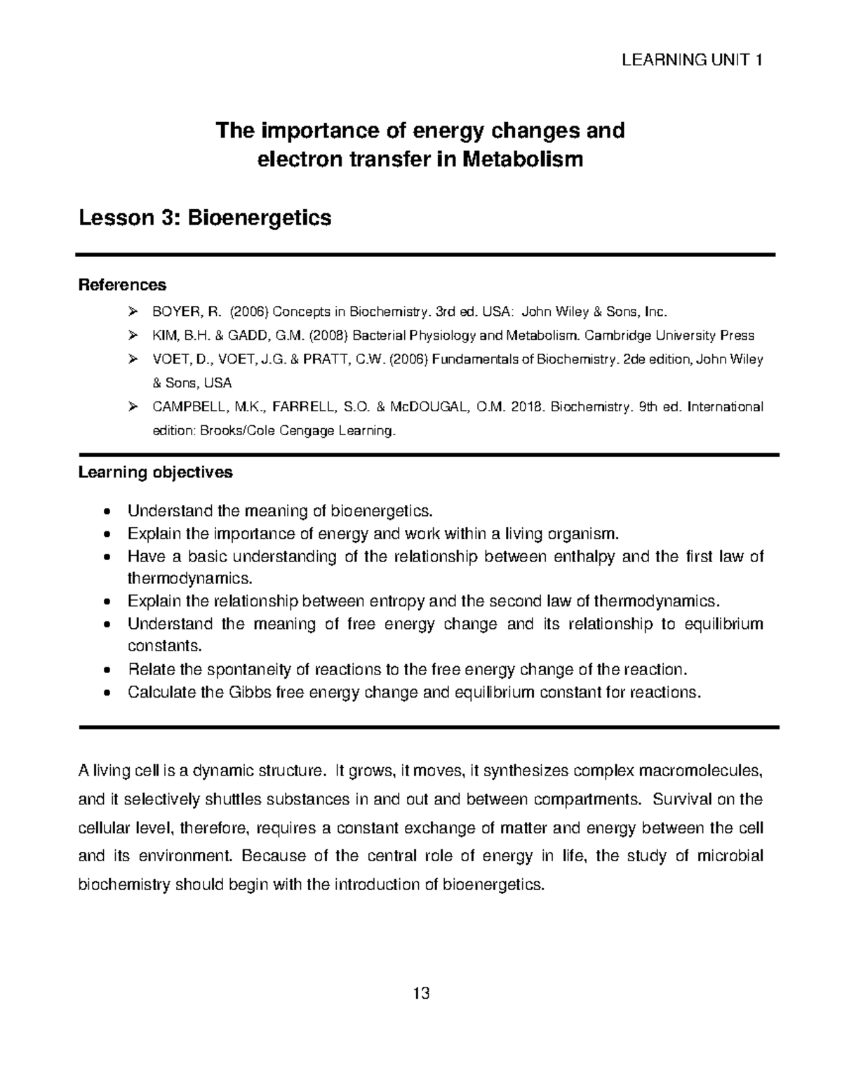 LU1 Lesson 3: The Role of Energy Changes in Metabolism and ...