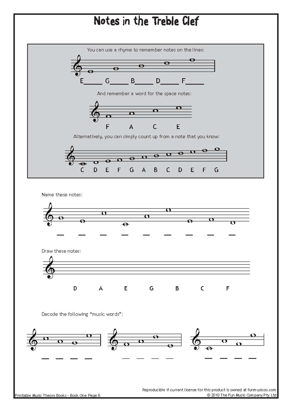 02 notes treble clef - Beginner practice music sheets - Reproducible if ...
