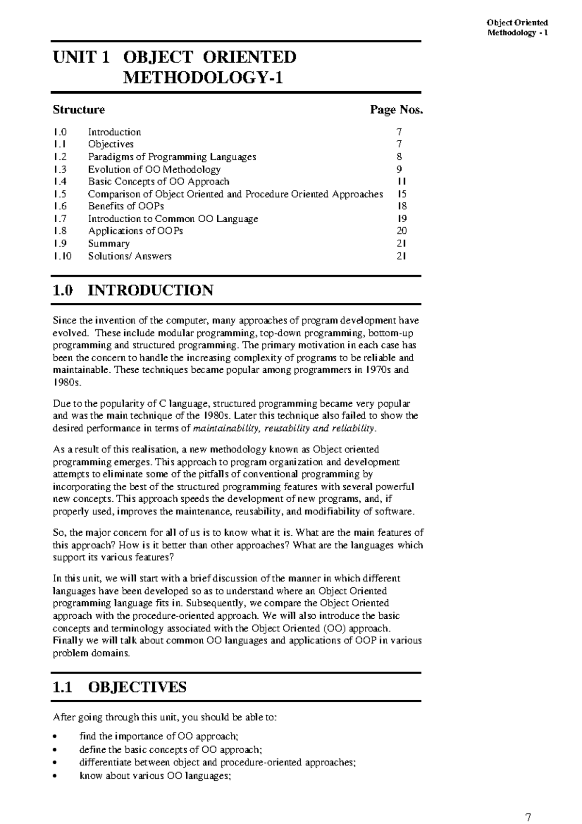 Unit-1 - Latest mcs024 notes cum book - Methodology - 1 UNIT 1 OBJECT ...
