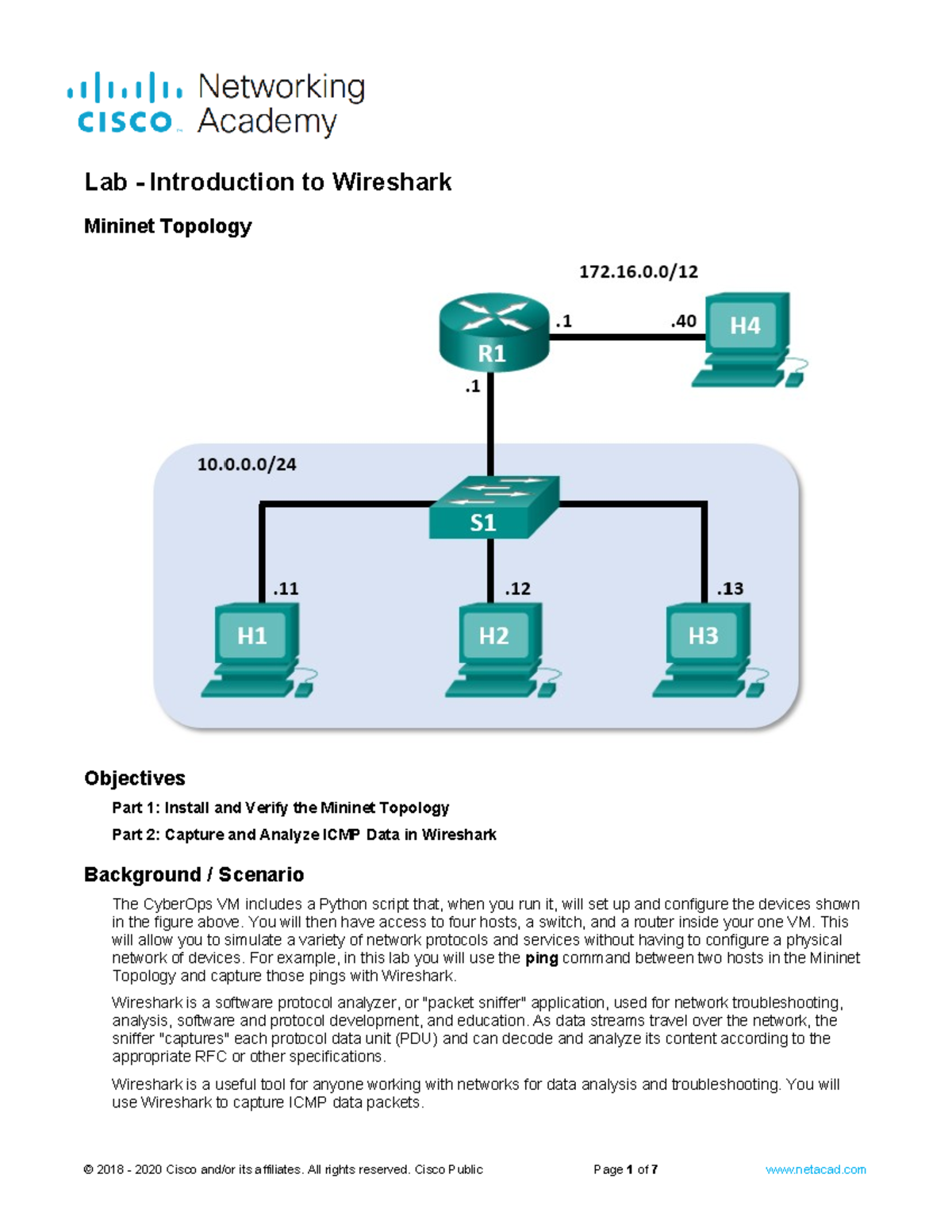 5.3.7 Lab - Intro to Wireshark & Mininet Topology Setup - Studocu