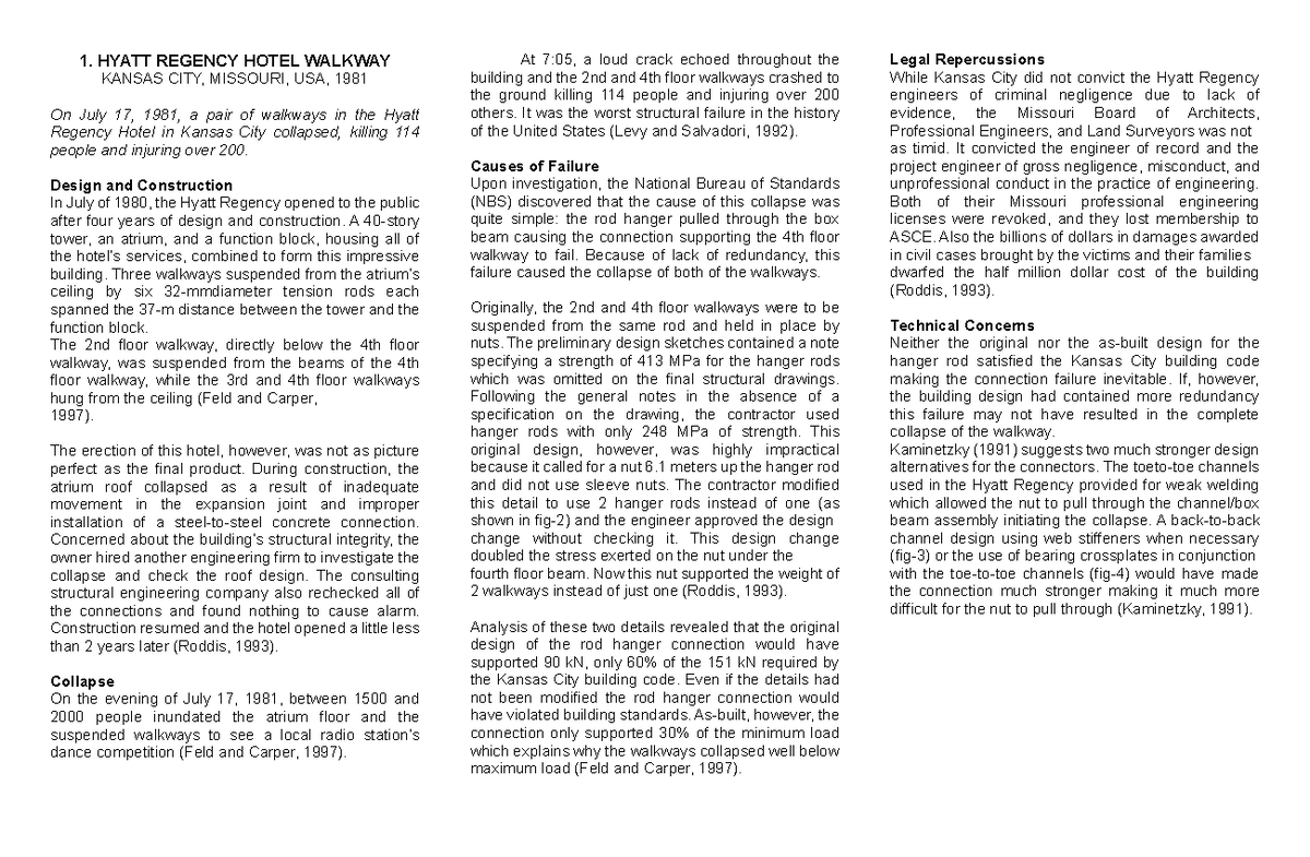 "CE 101: Analysis of Structural Failures in 6 Notable Cases" - Studocu