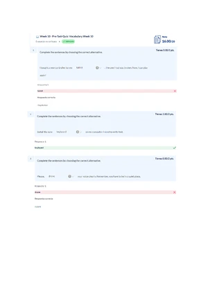 Week 09 - Pre-Task Vocabulary Unit 2 - Time to practice 1 - Ingles III ...