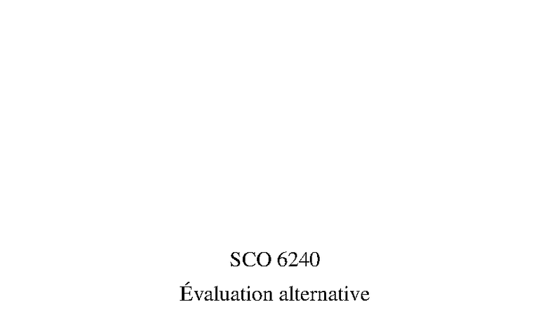 SCO 6240 Évaluation Alternative: Travail de Session sur IA Générative ...
