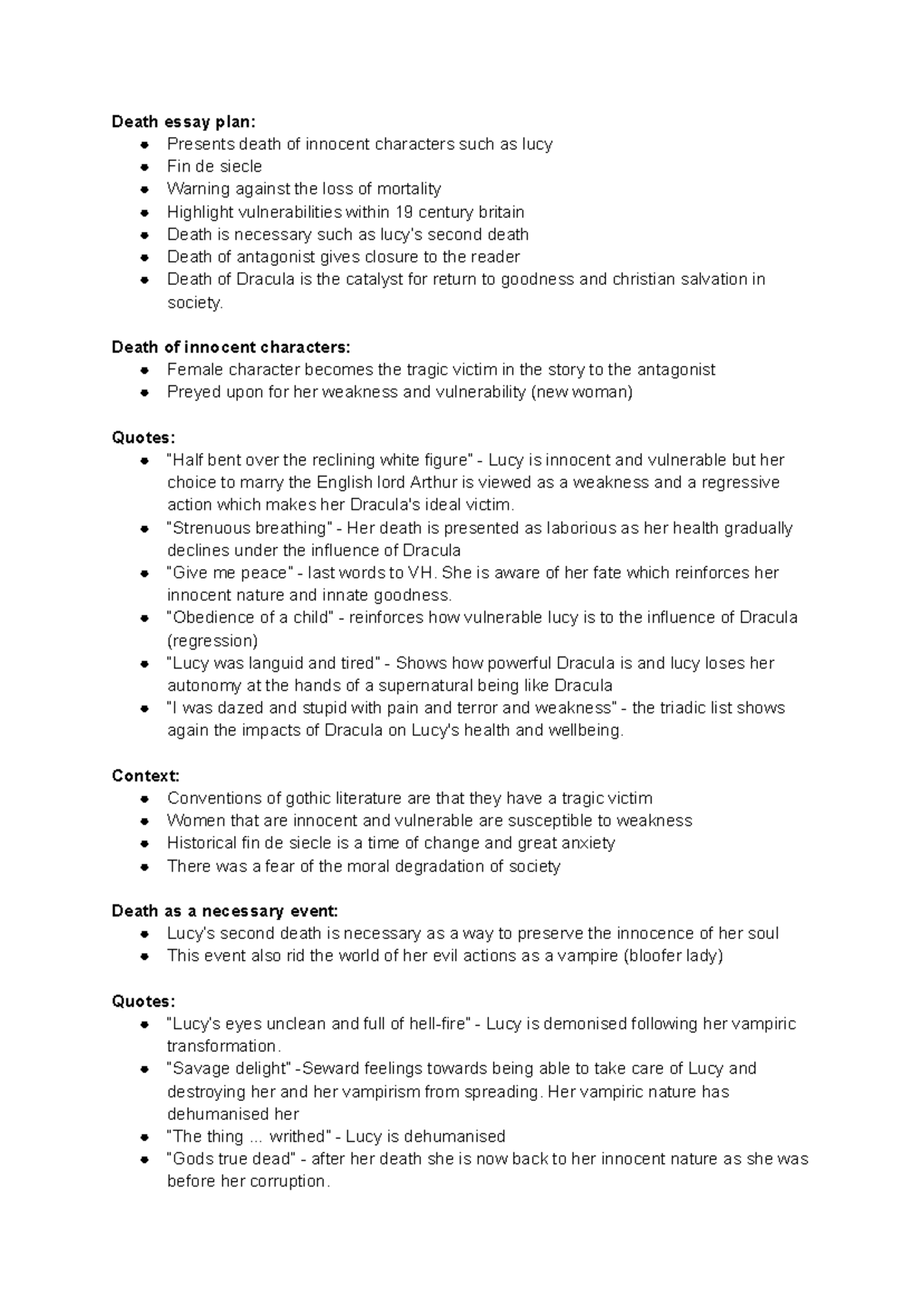 Death essay plan - Death essay plan: Presents death of innocent ...