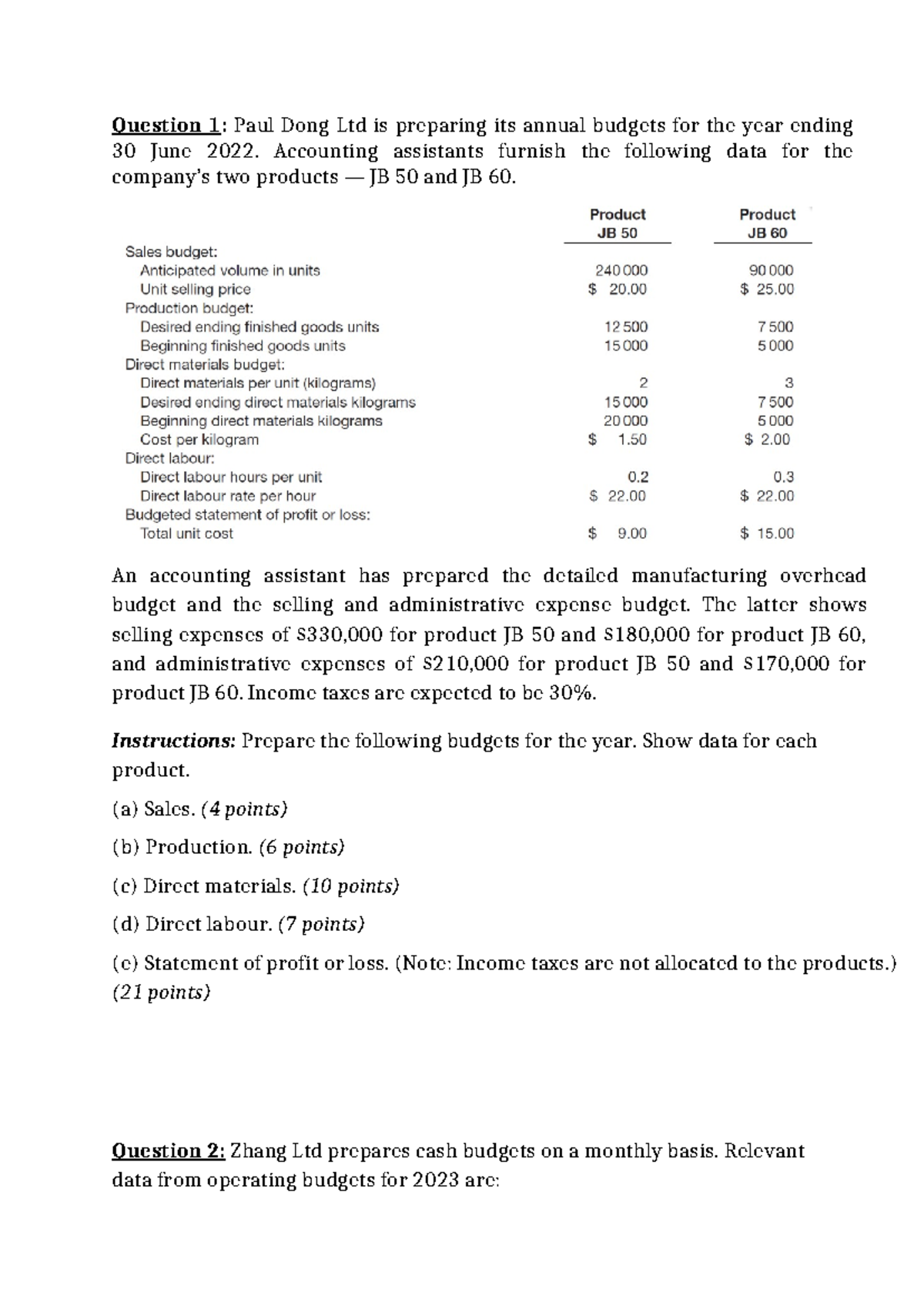 PA - Tutorial 10 - Question 1: Paul Dong Ltd is preparing its annual ...