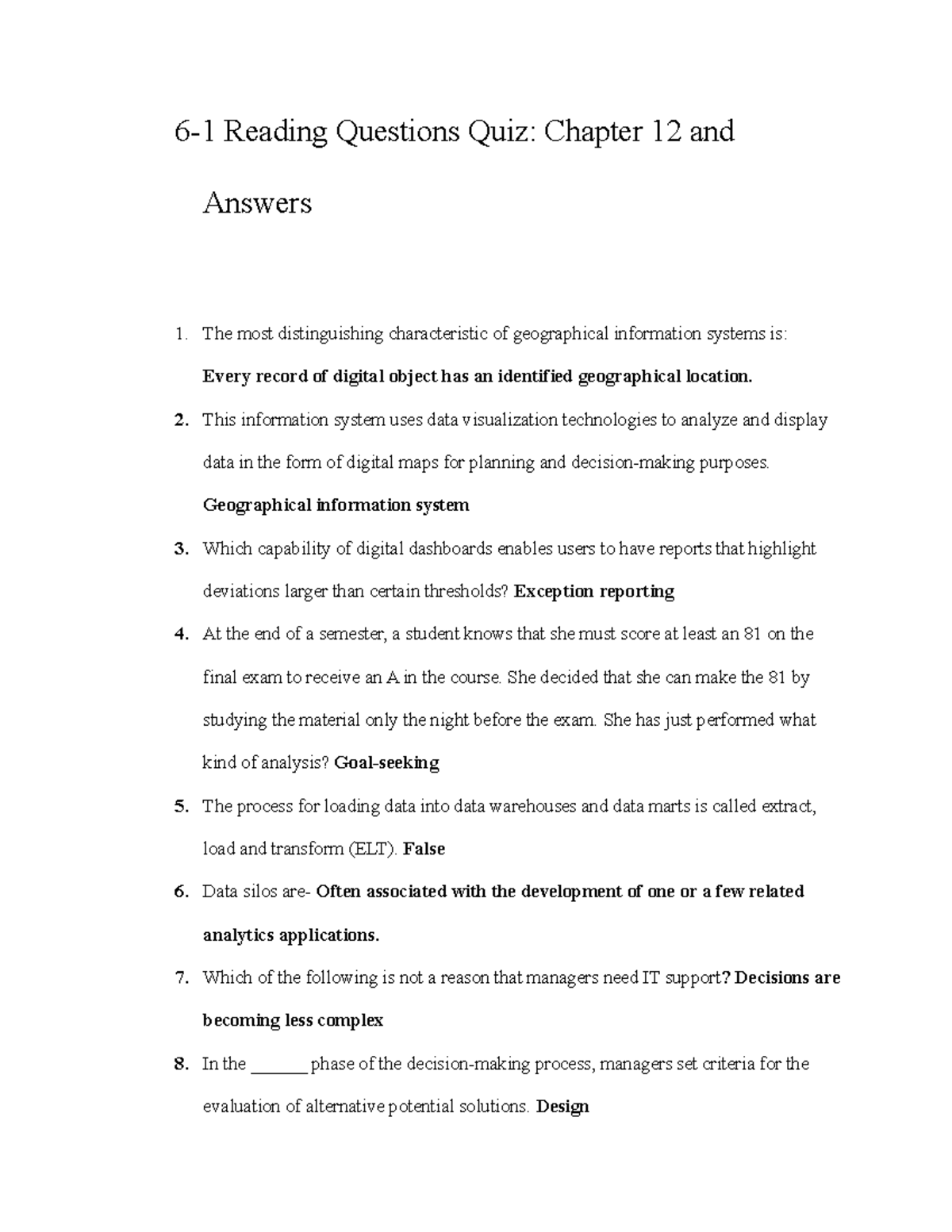 IT 210 Quiz: Chapter 12 Reading Questions and Answers - Studocu